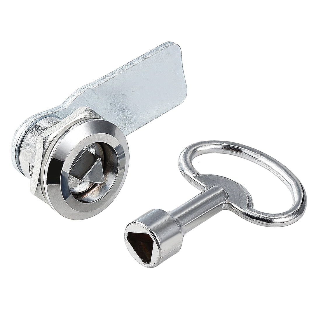18mm Cylinder Zinc Alloy Chrome Finish Cam Lock w Triangle Key, Keyed ...