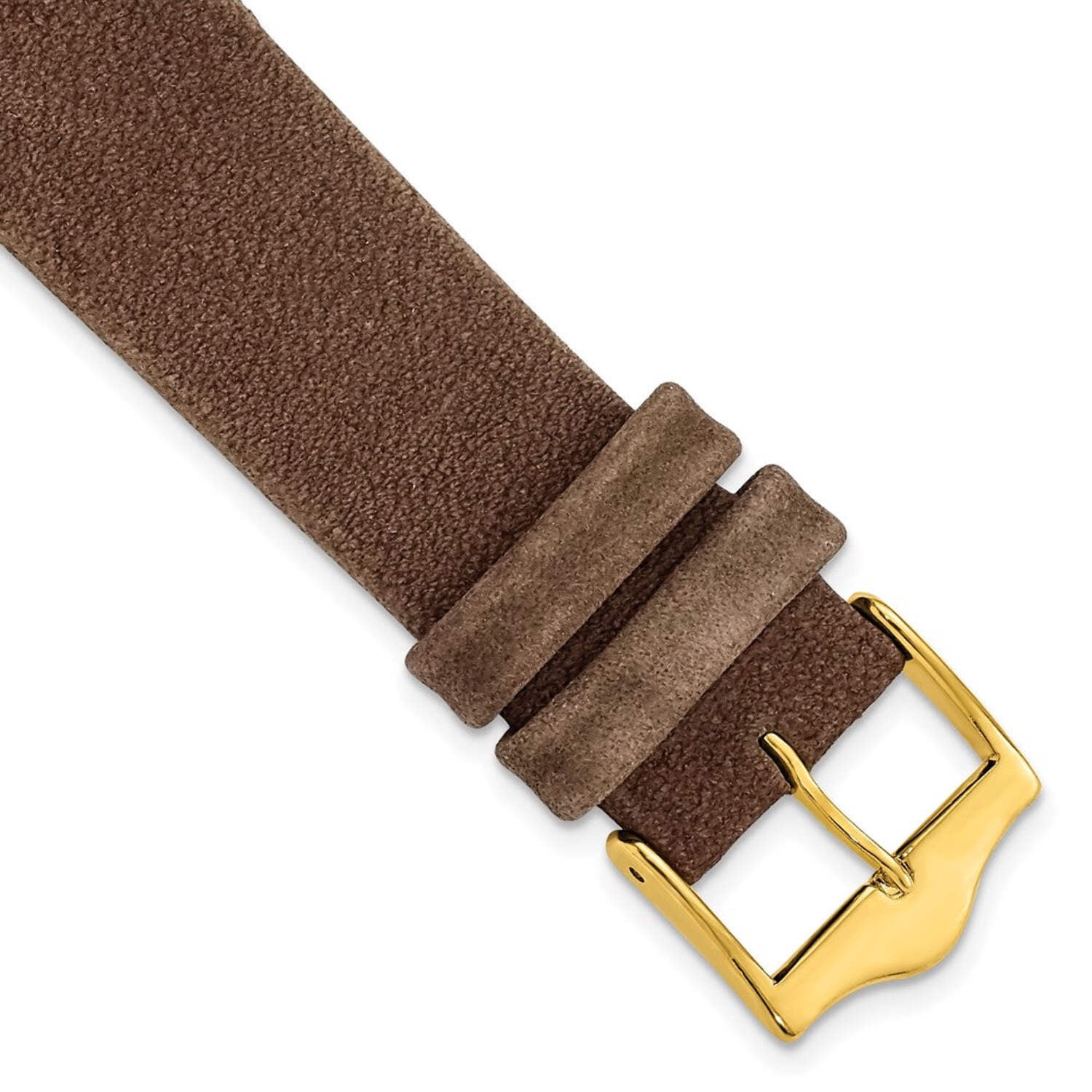 18mm Dark Brown Suede Flat Leather Gold-tone Buckle Watch Band ...