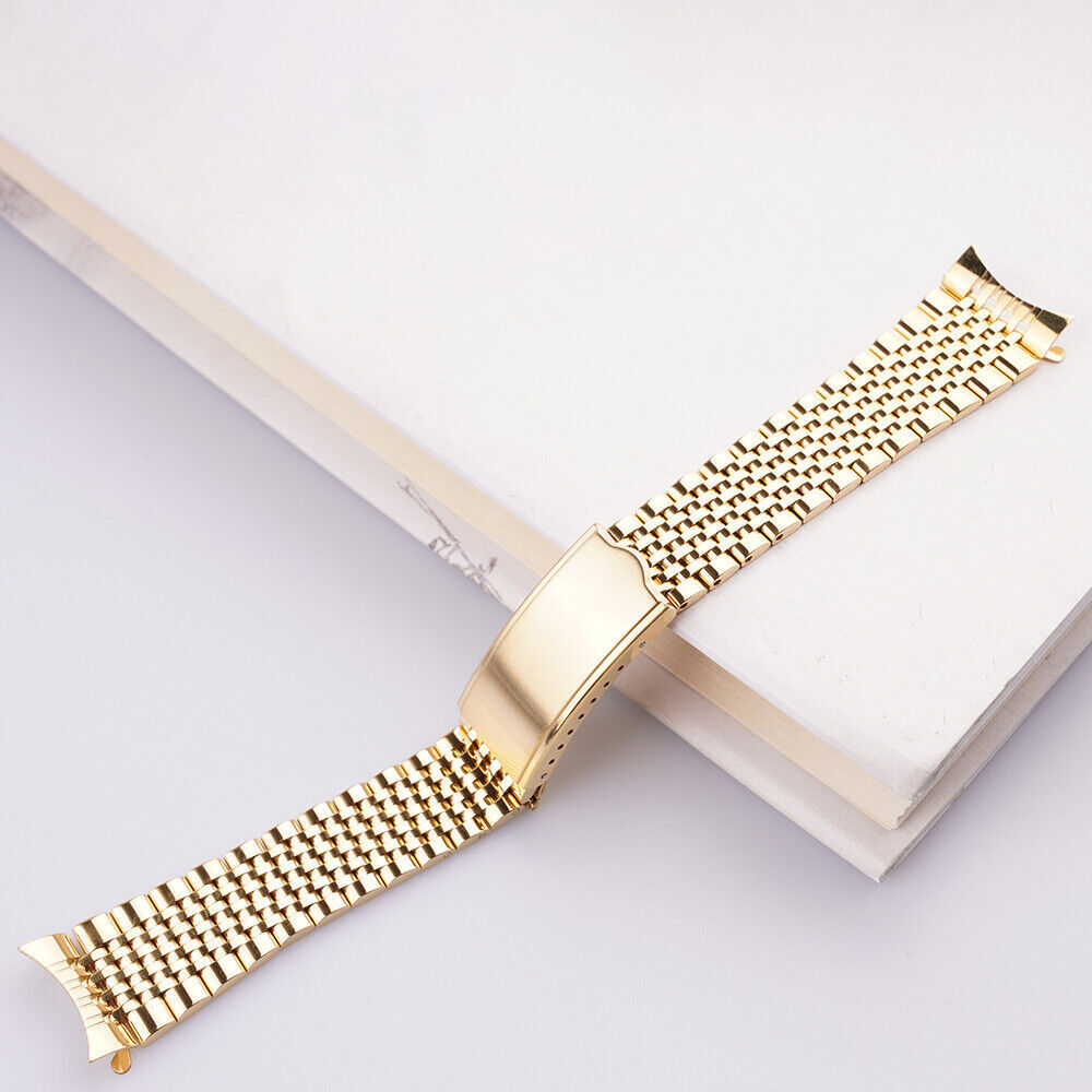 18mm Hollow Curved End Beads Of Rice Watch Band For Vintage Omega ...