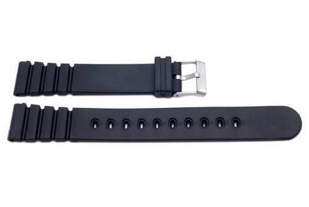 18mm Long Black Rubber Watch Band with Stainless Steel Buckle - Walmart.com