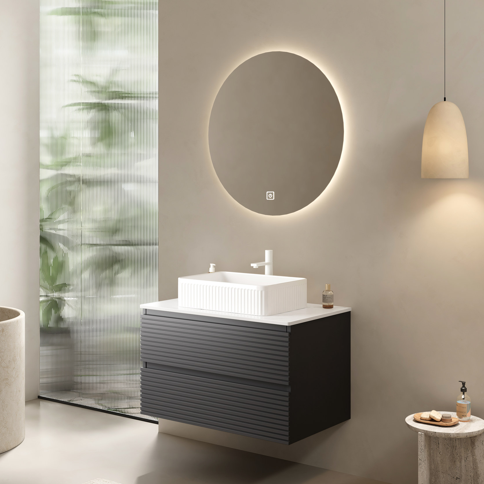 18mm Thick Gray Plywood Bathroom Cabinet with Anti-deform Panels and ...