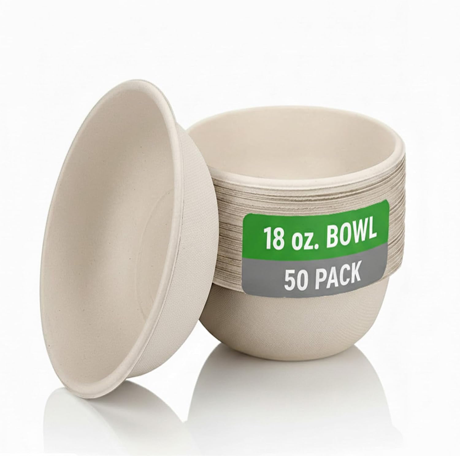 18oz Disposable Sturdy Paper Bowls, Microwave-Safe, Compostable Heat ...