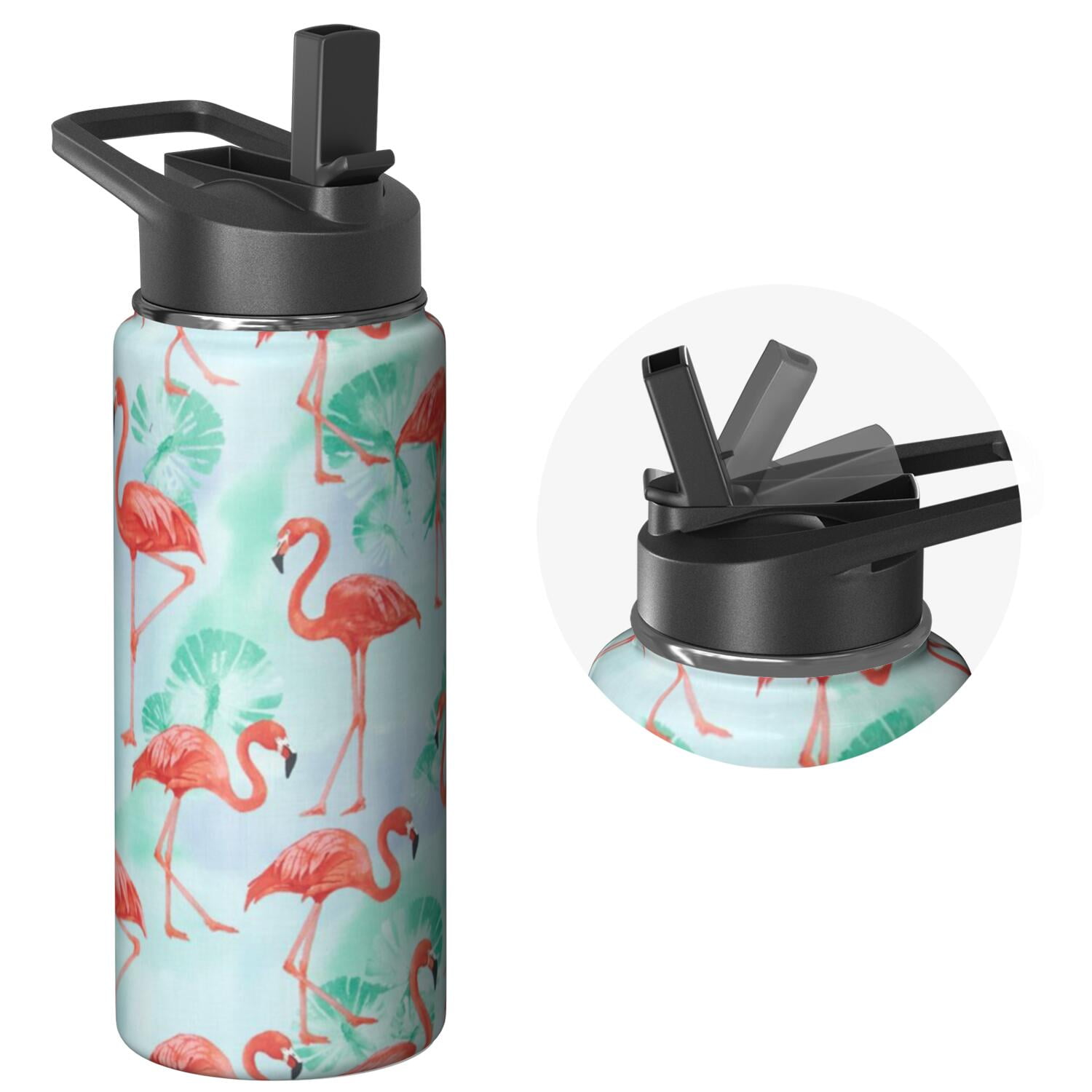 18oz Insulated Stainless Steel Sports Flamingo Themed Water Bottle ...