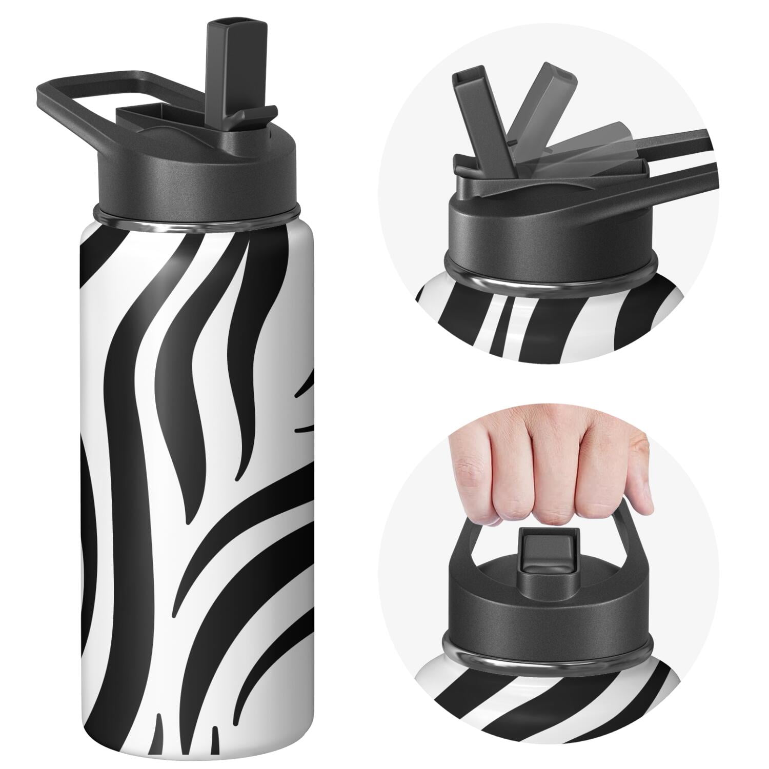 18oz Insulated Water Bottle with Straw & Cleaning Brush, Wide Mouth ...