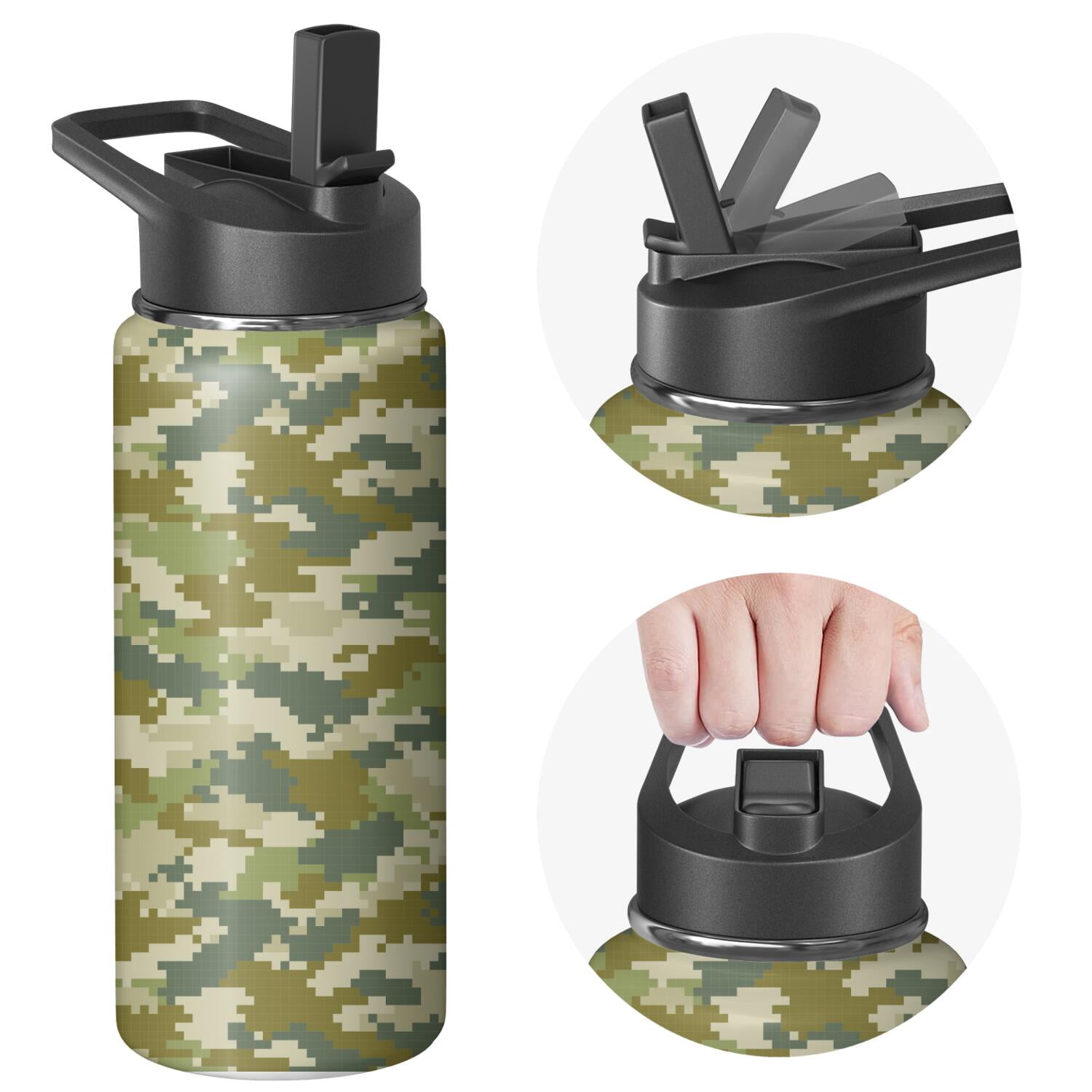18oz Insulated Water Bottle with Straw & Cleaning Brush, Wide Mouth ...