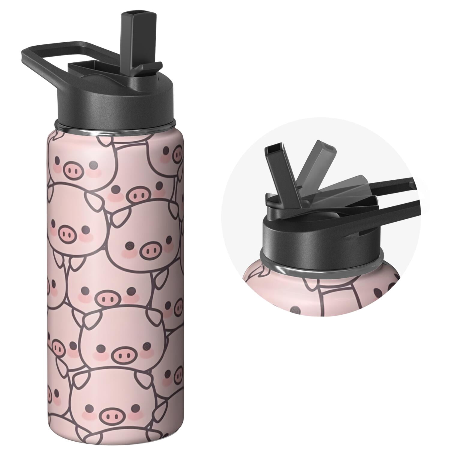 18oz Pig Themed Themed Pig Themed Water Bottle for Camping & Hiking ...