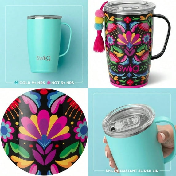 18oz Travel Mug Lightweight Insulated Tumbler with Handle and Lid Cup ...