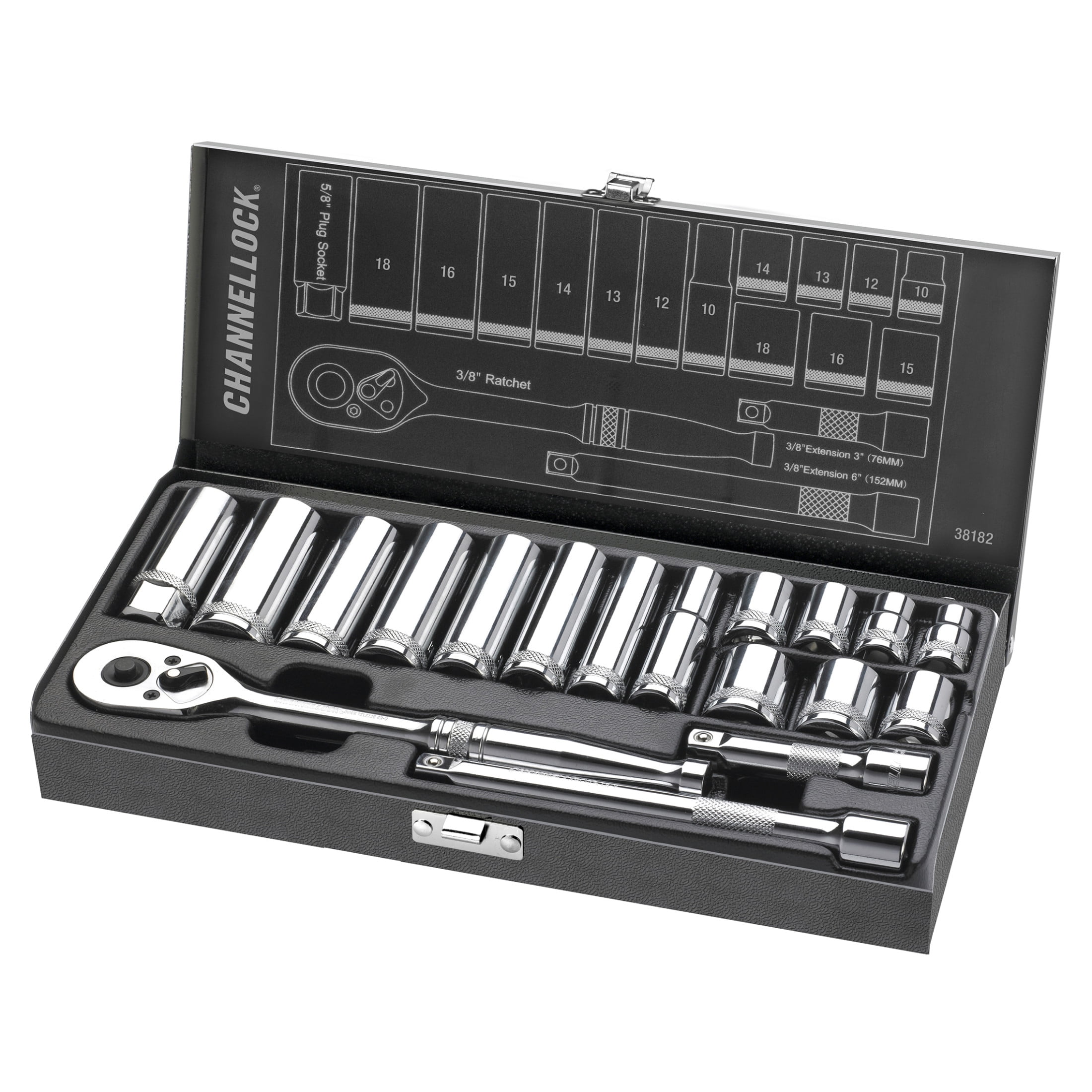 CHANNELLOCK 3/8-inch Metric Drive Socket Set, Includes Standard and ...