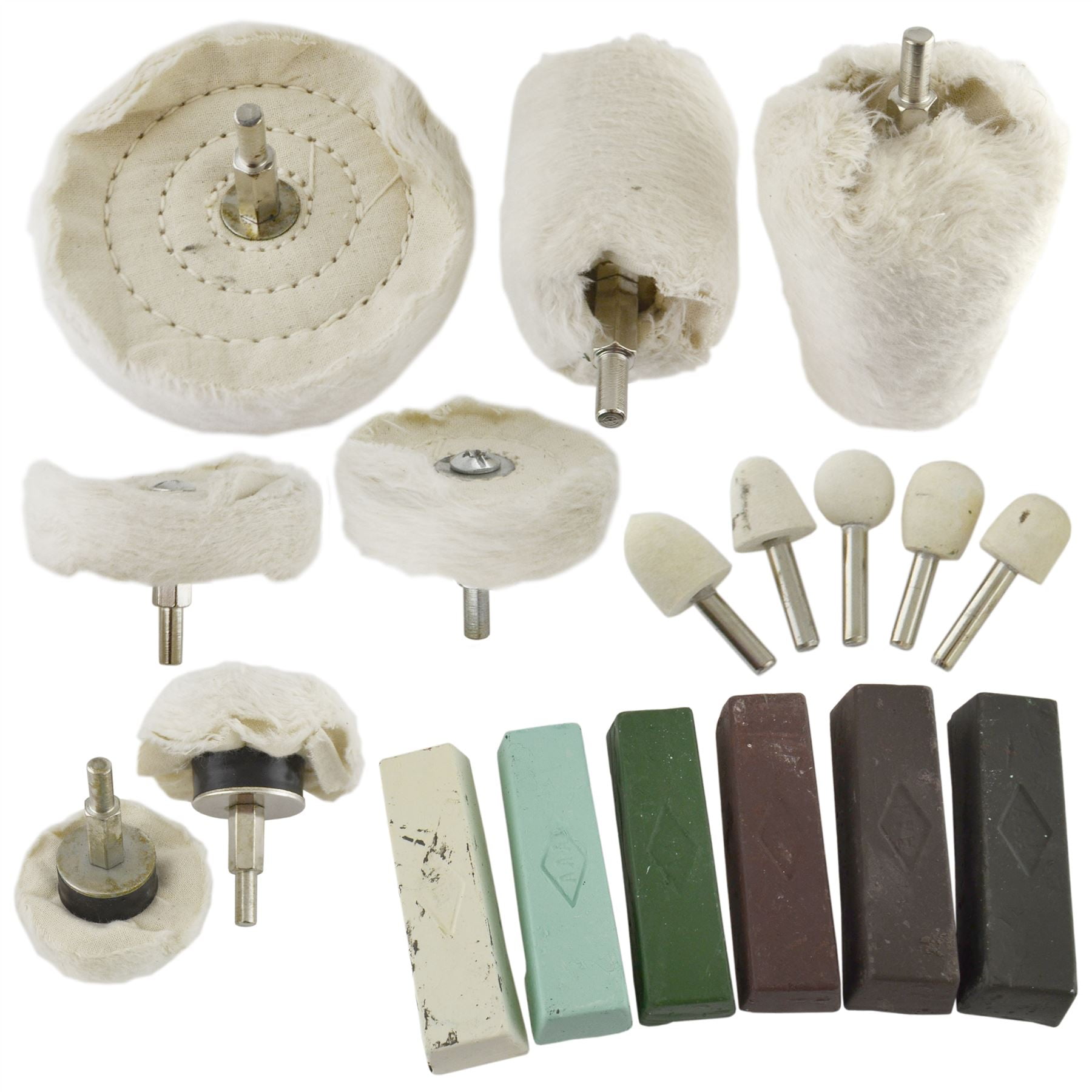 18pc Deluxe Polishing Kit Buffing Metal Car Caravan Spindle Drill Pad ...