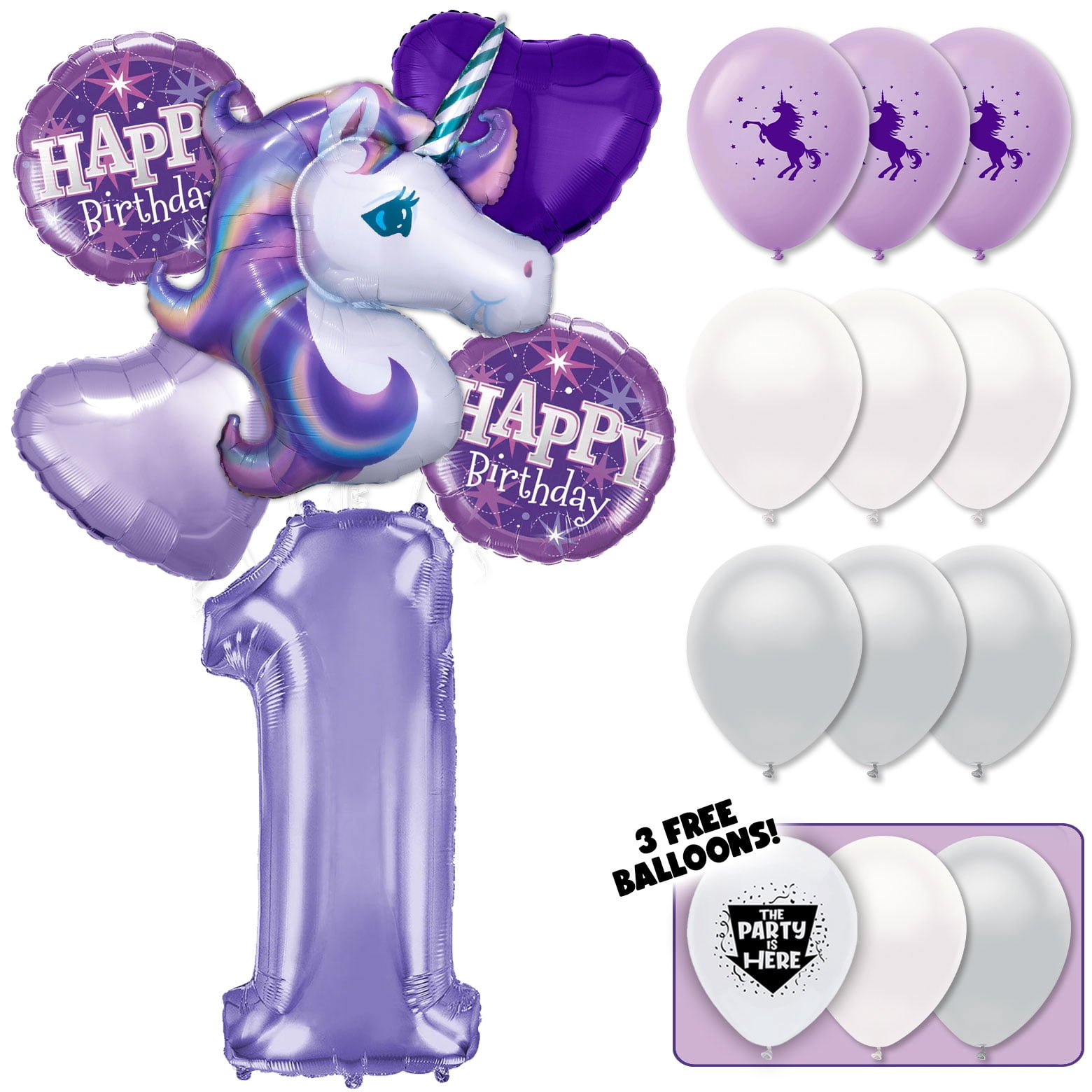 18pc Enchanted Lilac Unicorn Balloons Bouquet Kit with 42” Lilac Purple ...