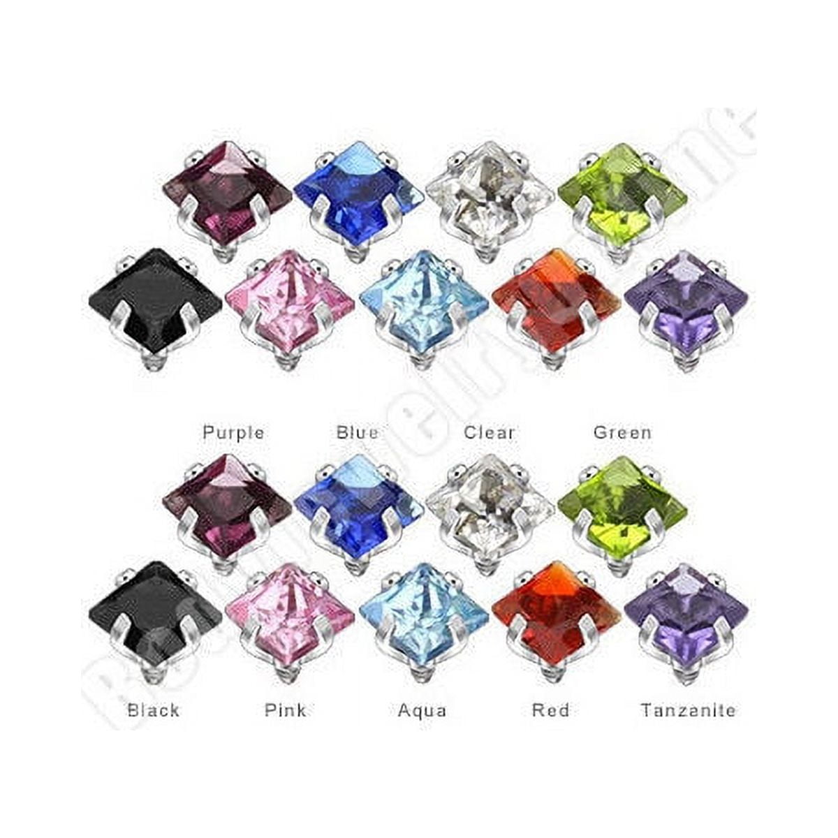 18pc Internally Threaded Prong Set Square Jewel Dermal Tops - SAS32 ...