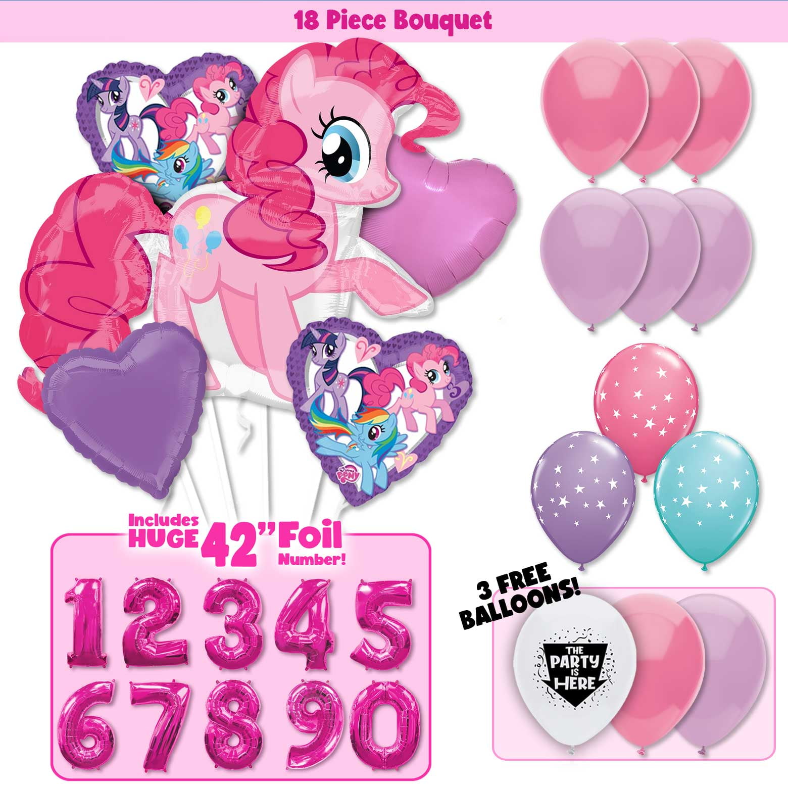 18pc My Little Pony - Pinkie Pie Deluxe Balloon Bouquet - Party ...
