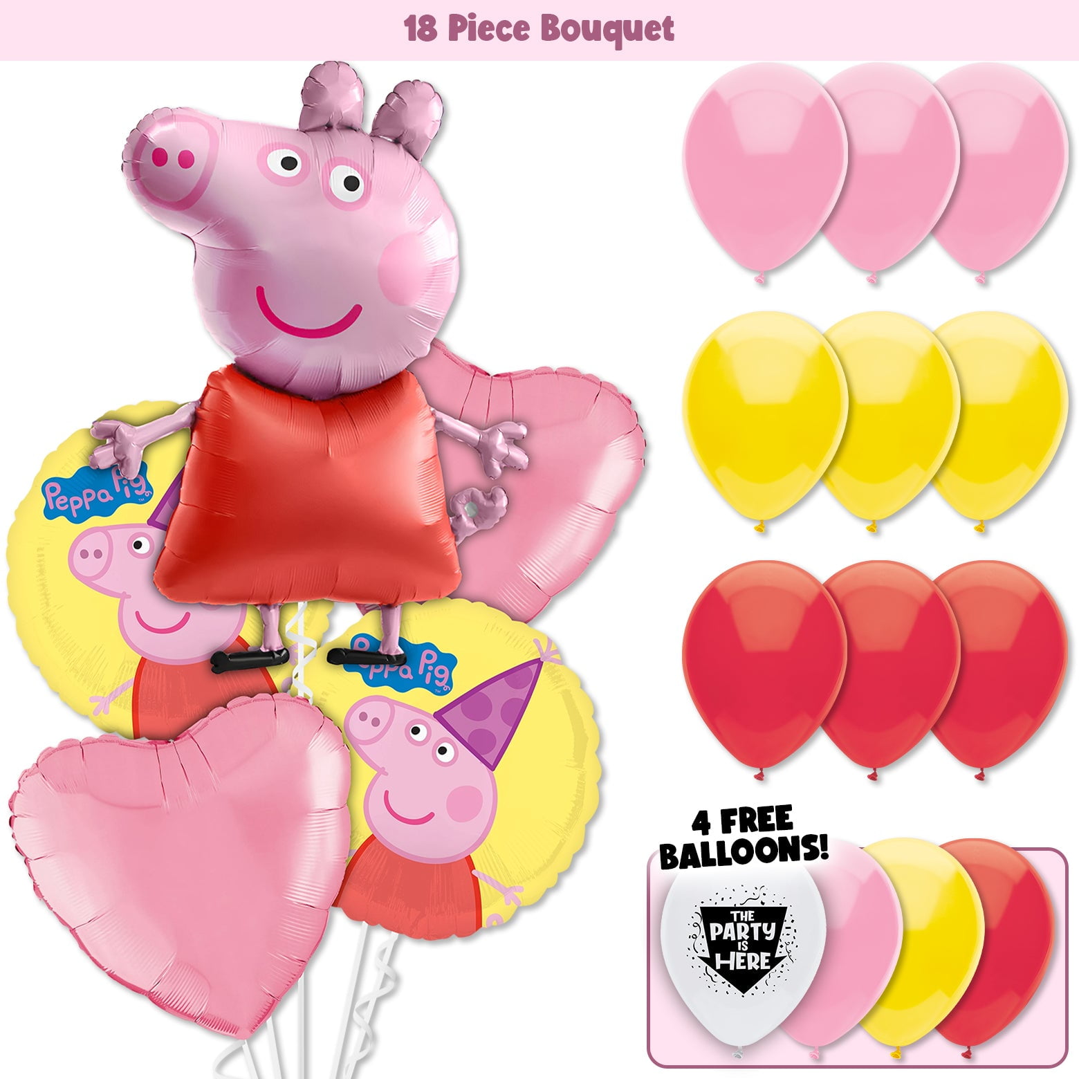 18pc Peppa Pig Balloons Kit - Peppa Balloons - Kids Birthday Party ...