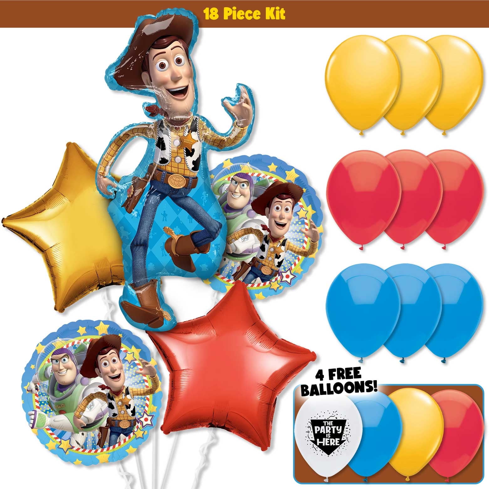 18pc Toy Story Sheriff Woody Balloon Party Kit - Birthday Party ...
