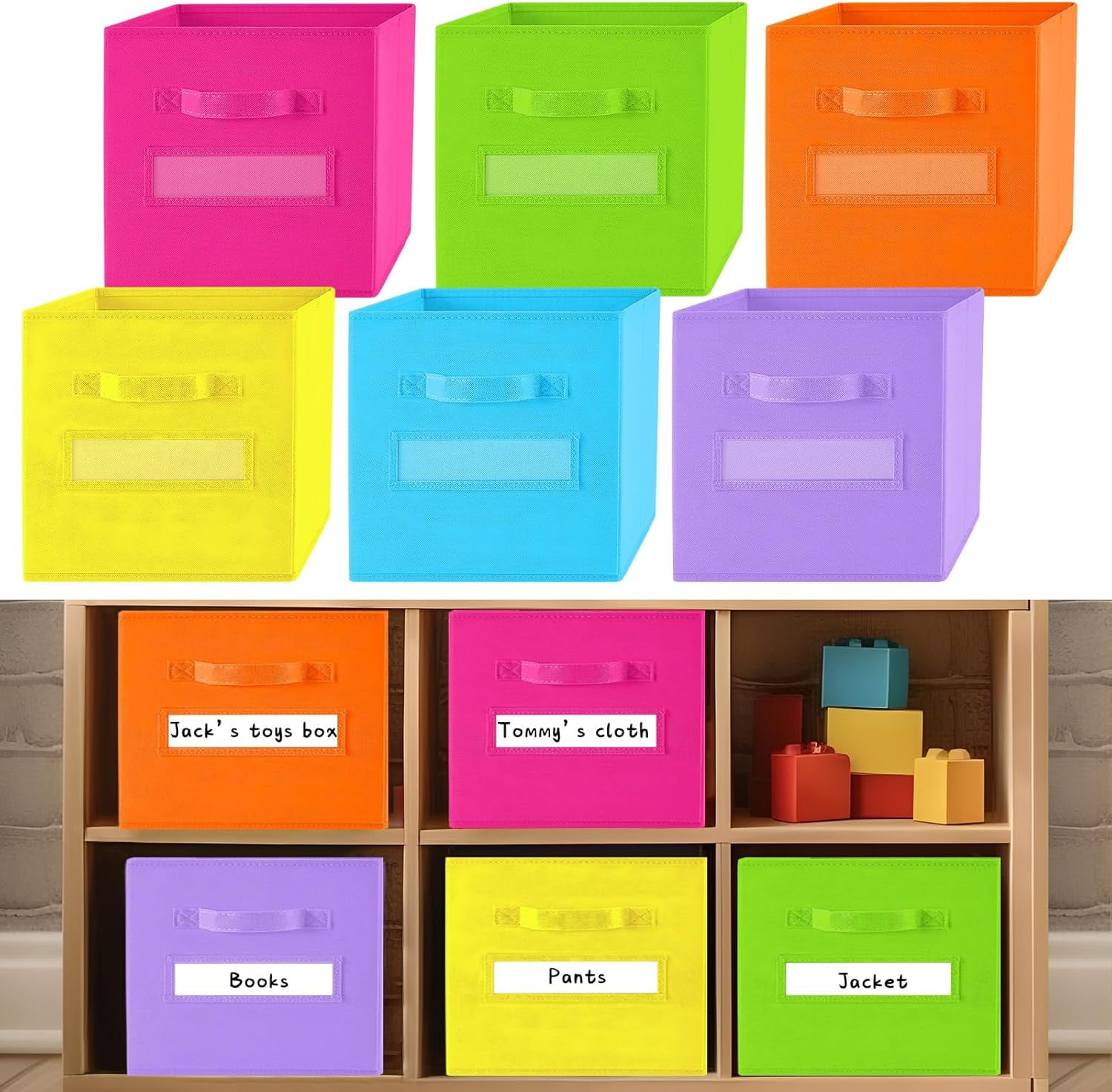 18pcs 11 Inch Fabric Storage Cubes Sturdy Colorful Cube Storage Bins ...