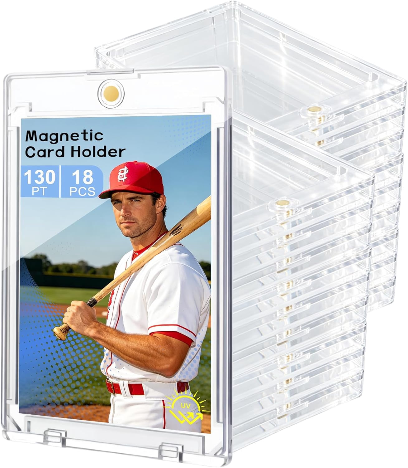18pcs, 130 Pt Magnetic Card Holder, Magnetic Card Holder, One Touch ...