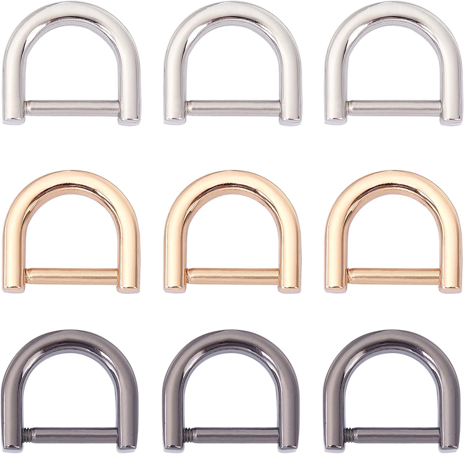 18pcs 3 Colors Alloy D-Rings Screw Shackle Horseshoe U Shape D-Rings ...