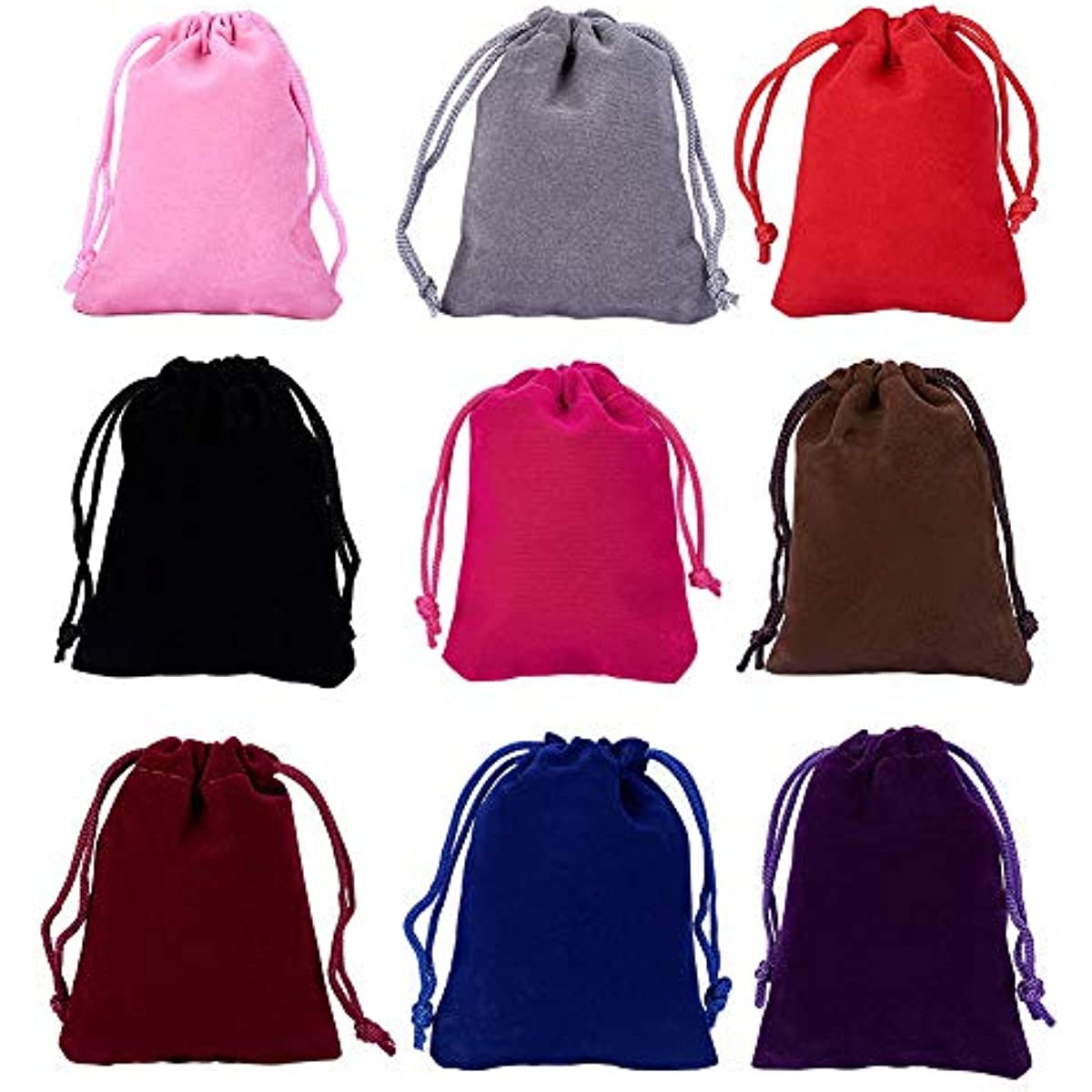 18pcs 9 Colors 9x7cm Velvet Cloth Drawstring Bags Small Gift Bags for ...