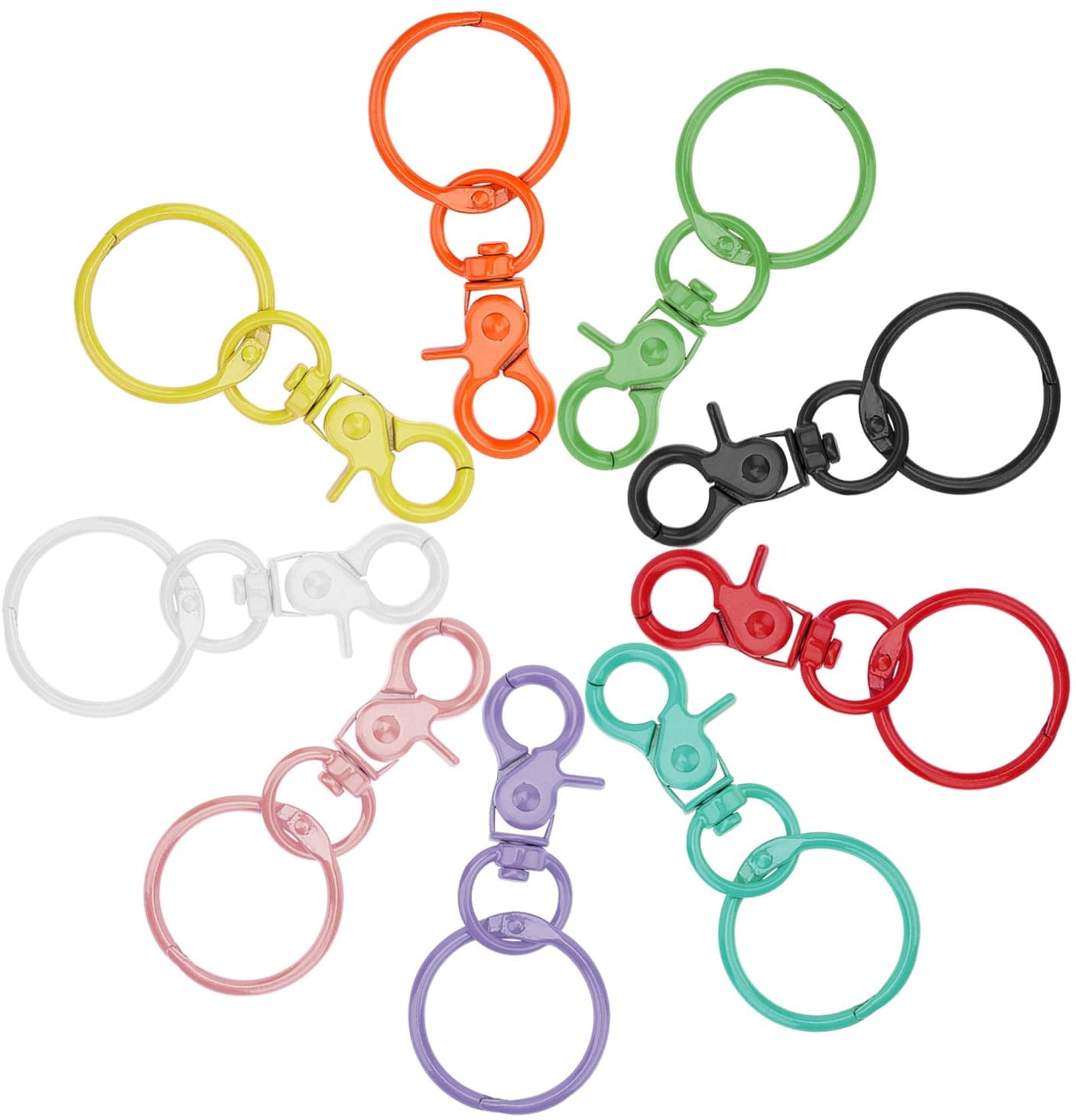 18pcs 9 Colors Keychain Clasp Colorful Baking Painted Alloy Swivel ...