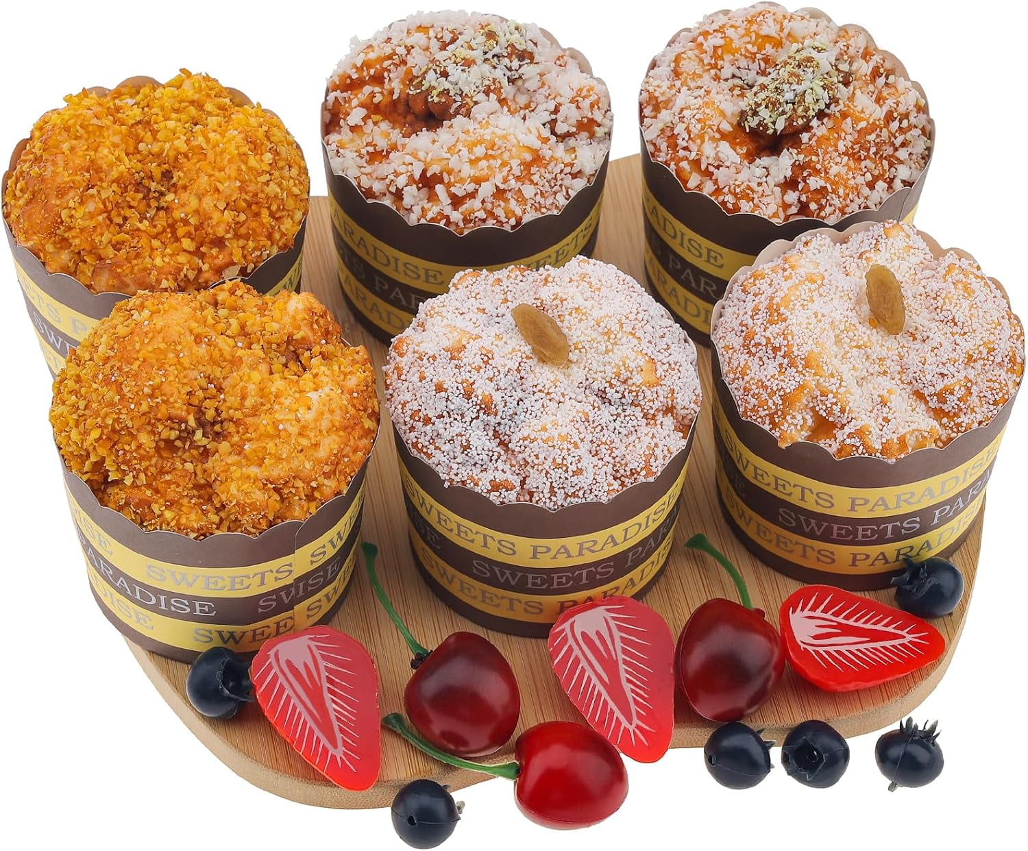 18pcs Artificial Cupcakes Fruit for Display Realistic Cake Blueberries ...