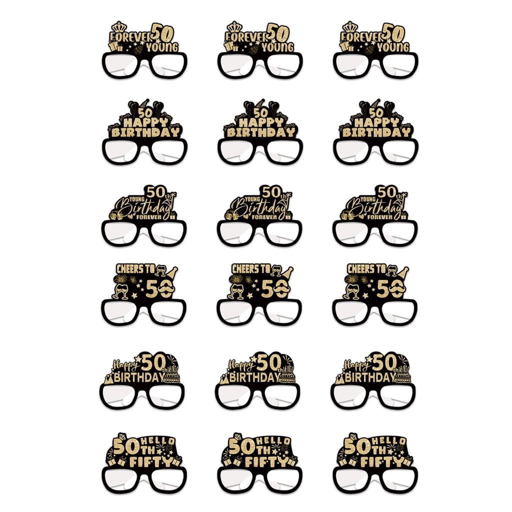18pcs Birthday Party Paper Glasses Decoration Set Party Celebration ...
