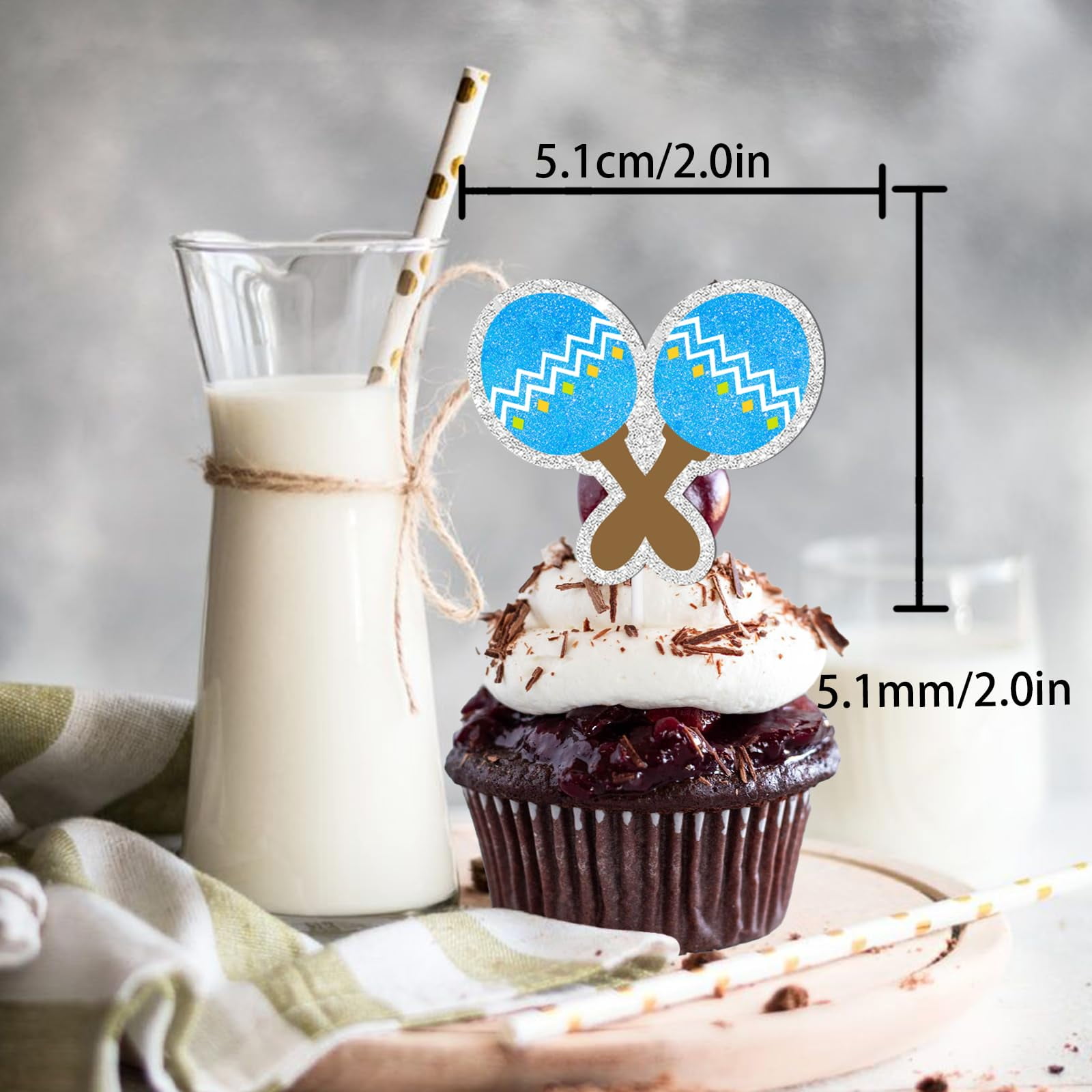 18pcs Blue Glitter TWE5 It’s Senor Cute Taco Bout Dessert Cupcake ...