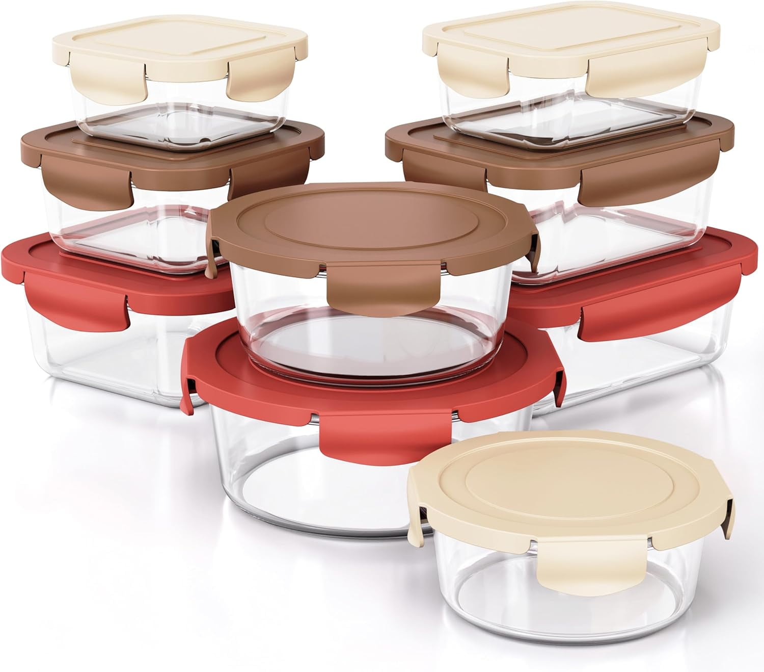 18pcs Glass Food Storage Containers with Lids, Kitchen Large Lunch ...