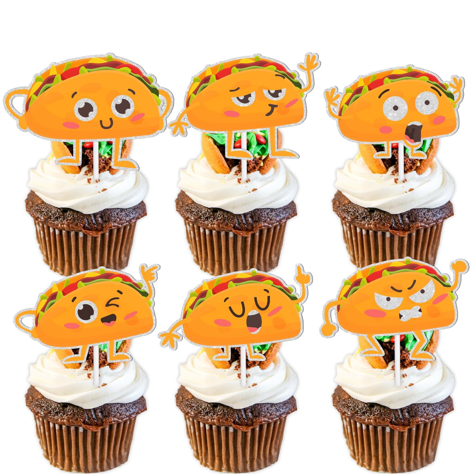 18pcs Gold Glitter Taco CI30 Bout Dessert Cupcake Topper Mexican Yummy ...