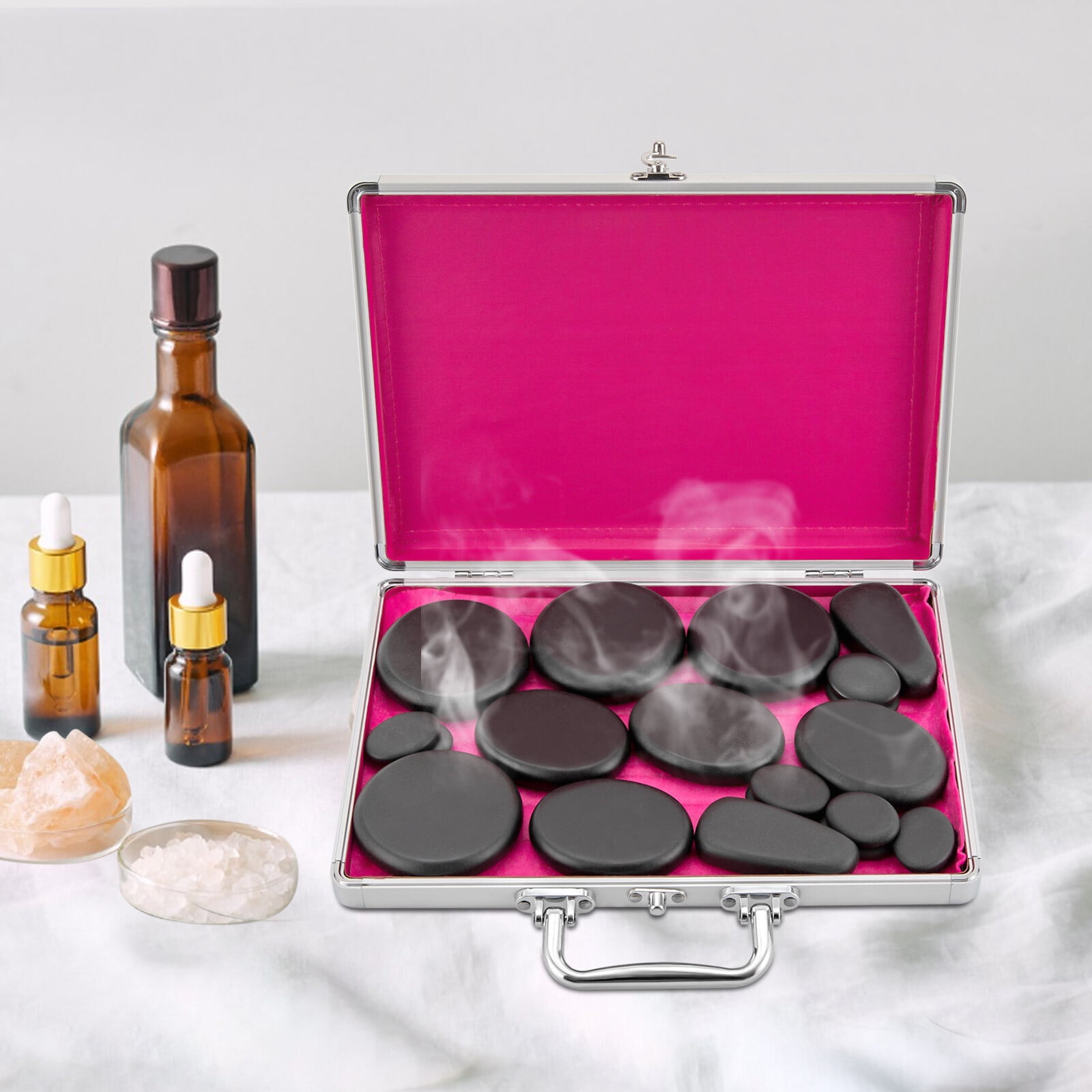 18pcs Hot Stone Basalt Hot Stones Set Massage Natural Hot Rocks with ...