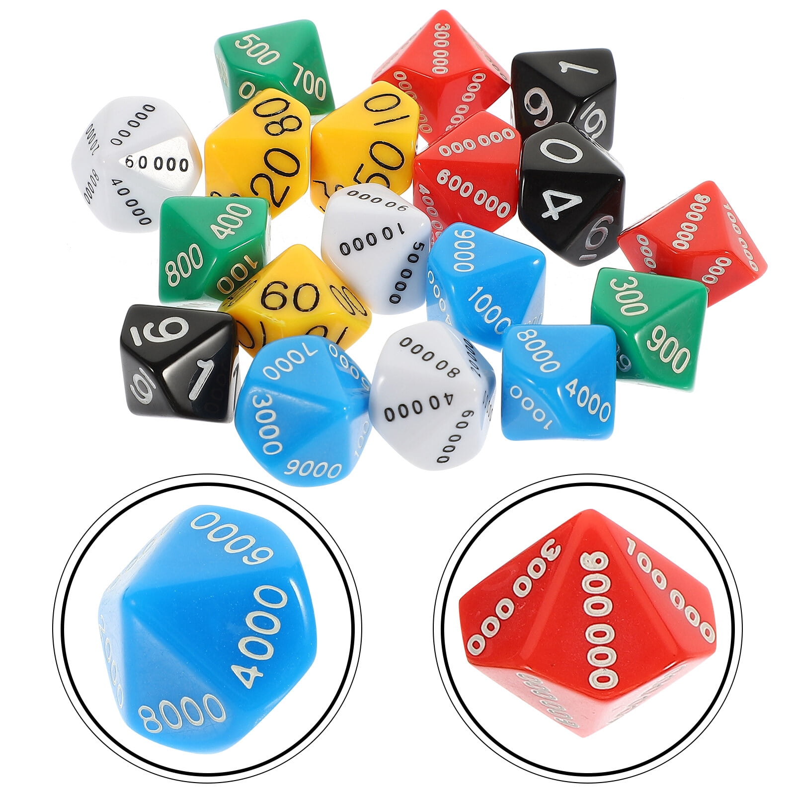 18pcs Assorted Color Plastic Place Value Dice Funny Game Dice for Home Party Board Games ...