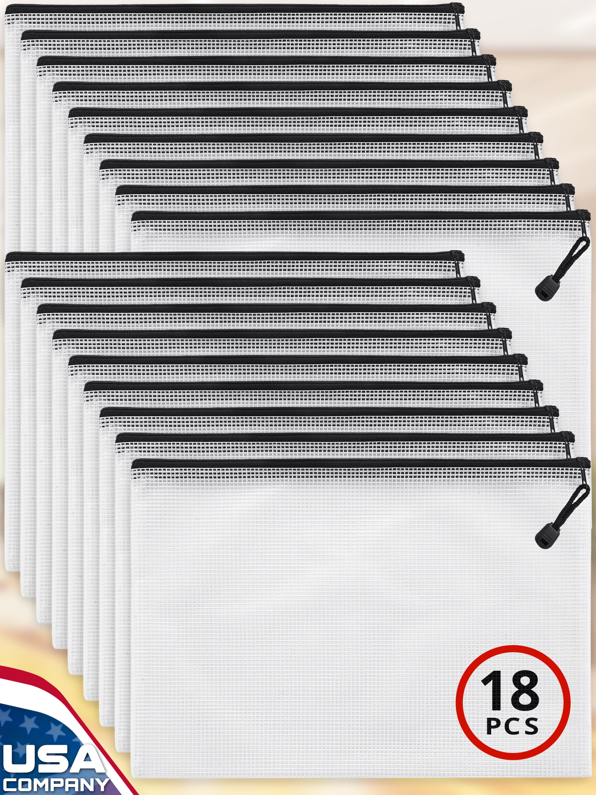 Mifflin-USA 18pcs A4 Mesh Zipper File Pouch, Waterproof Document Bags ...