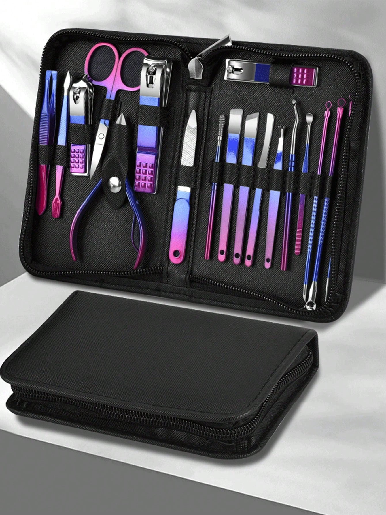 18pcs Nail Clipper Set Stainless Steel Nail Care Tools Nail Scissor Kit ...