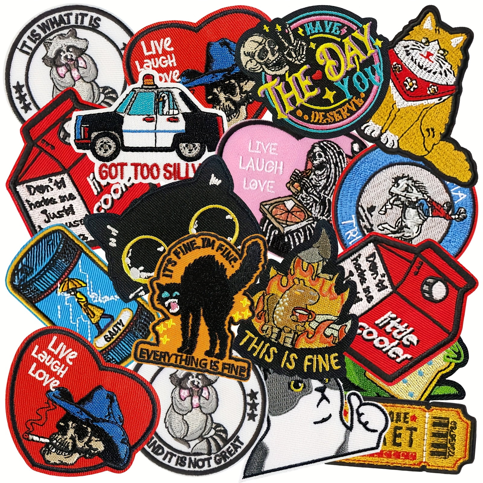 18pcs New Funny Embroidered Iron On Patches • Colorful Cat Graphics Sew ...