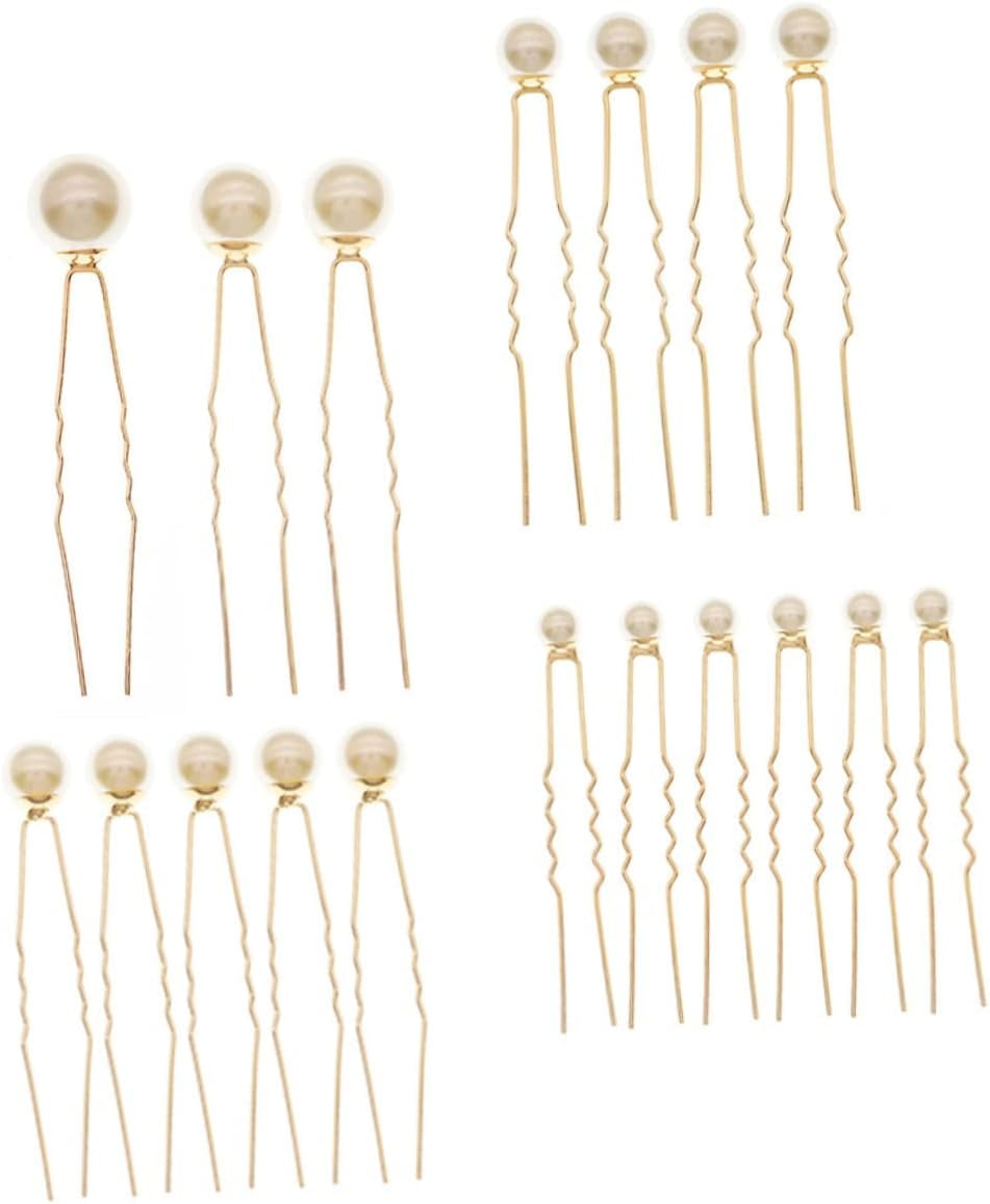 18pcs Pearl U-shaped Hairpin Chinese Hair Sticks Metal Chop Sticks ...