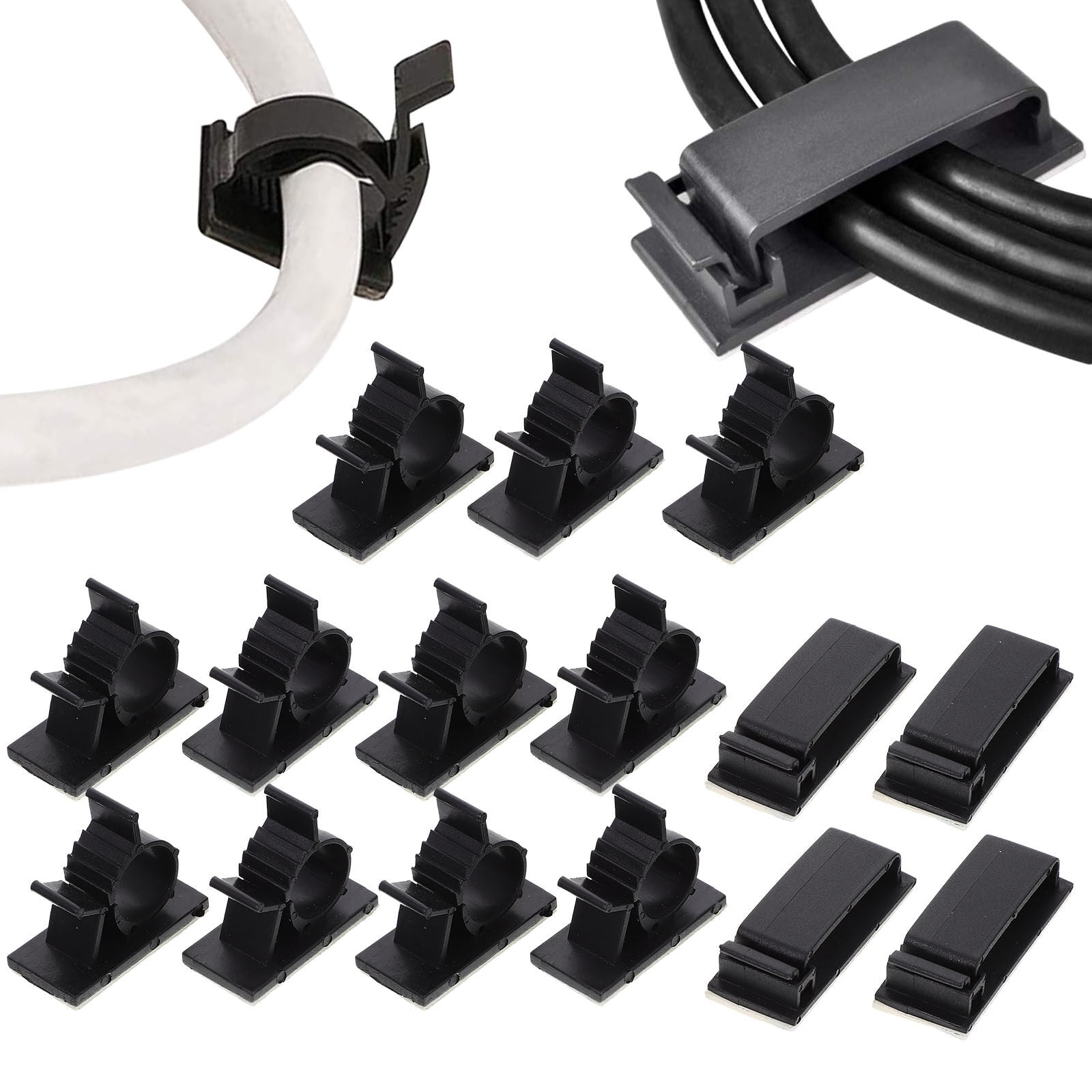 Black Plastic Cord Management Clips with Self Adhesive Design for ...