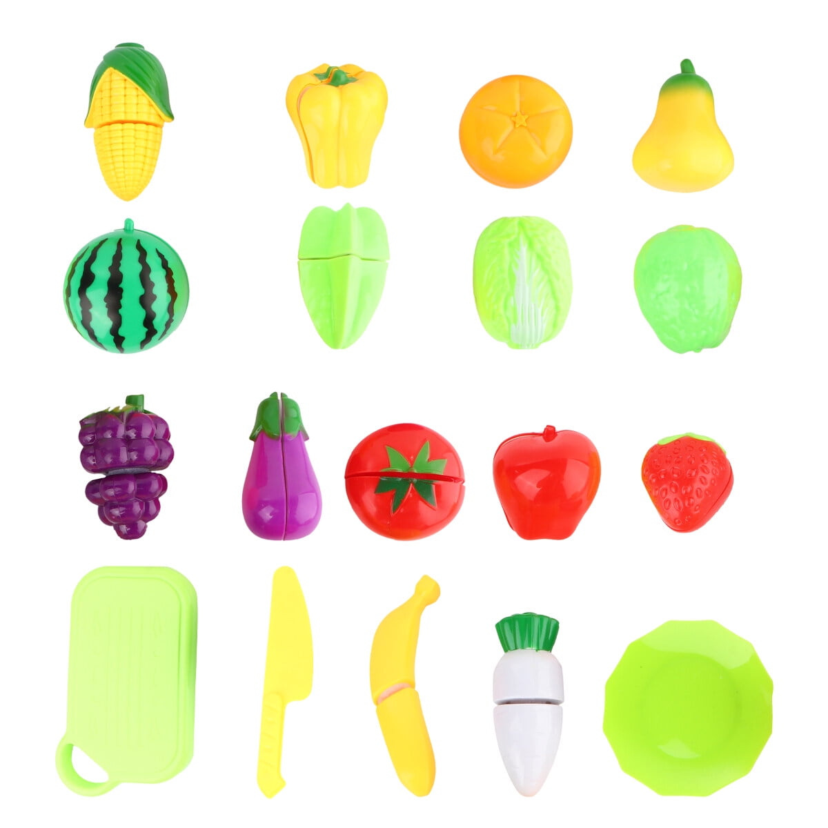 18pcs Pretend Play Cutting Fruit Toy Set Simulation Fruits Vegetables ...