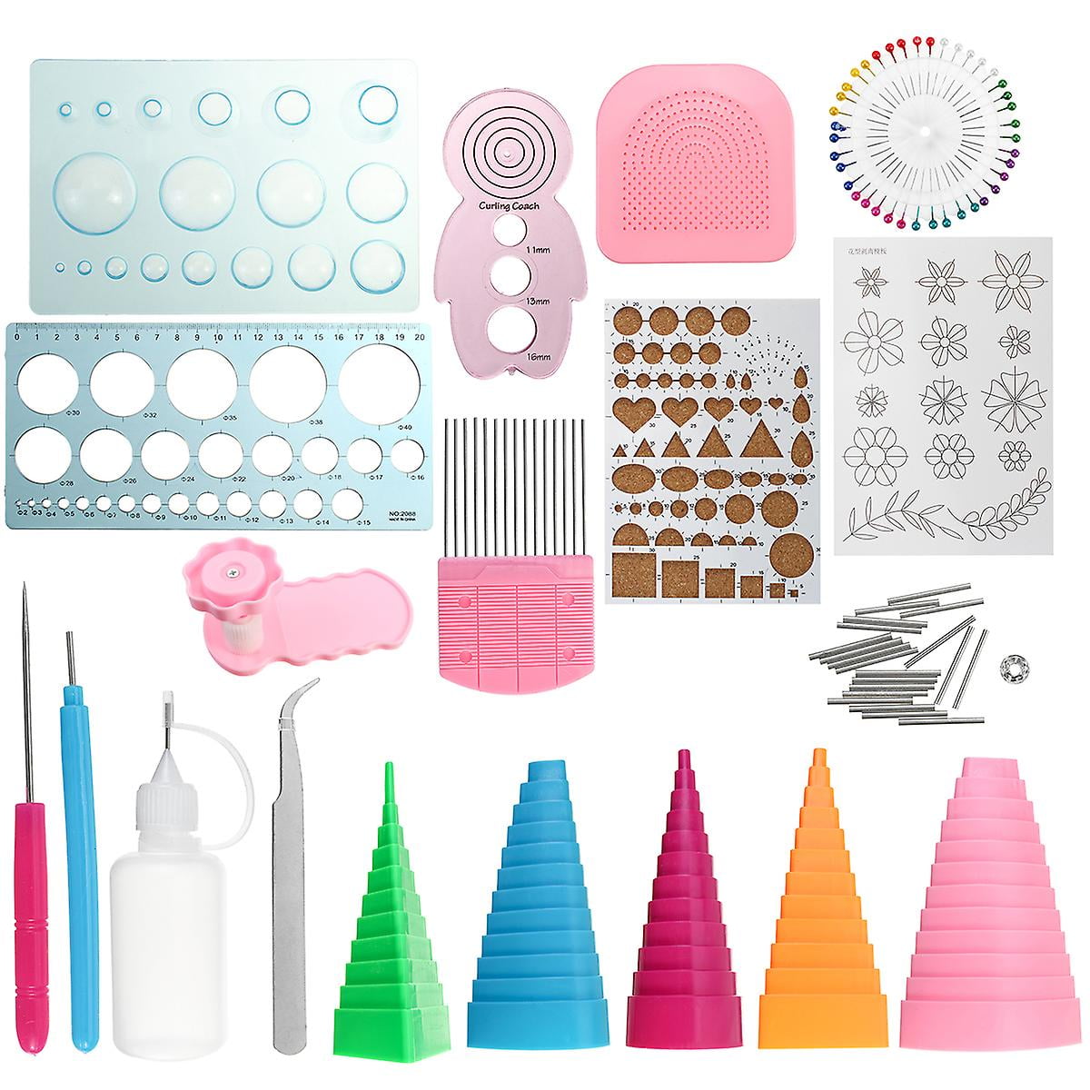 18pcs Quilling Paper Kit Cork Diy Craft Workboard Slotted Tool Art ...