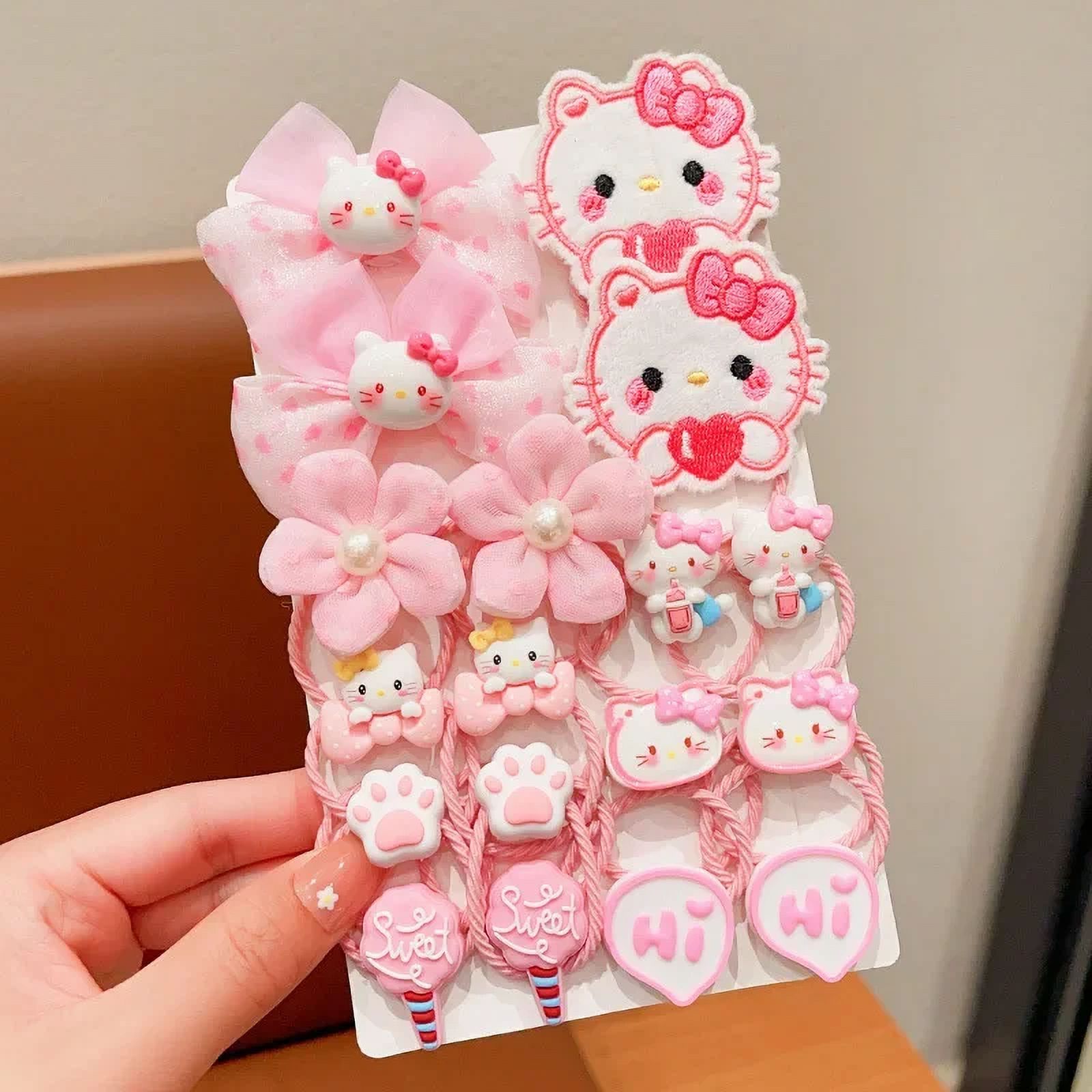 18pcs Sanrio Hello Kitty Hair Rope Anime Cartoon Cute My Melody Kuromi ...