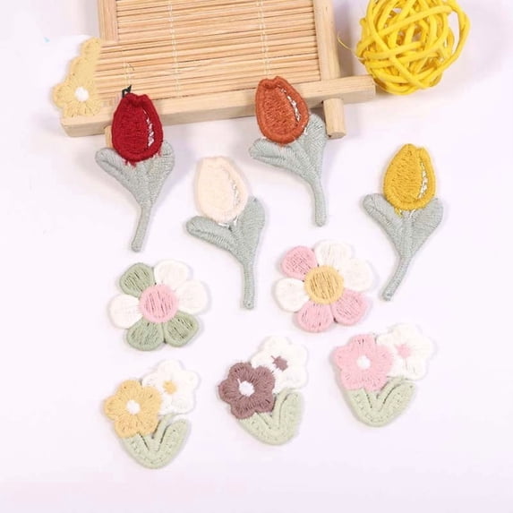 18pcs Tulip Flower Embroidered Patches for Clothing Repair | Self ...