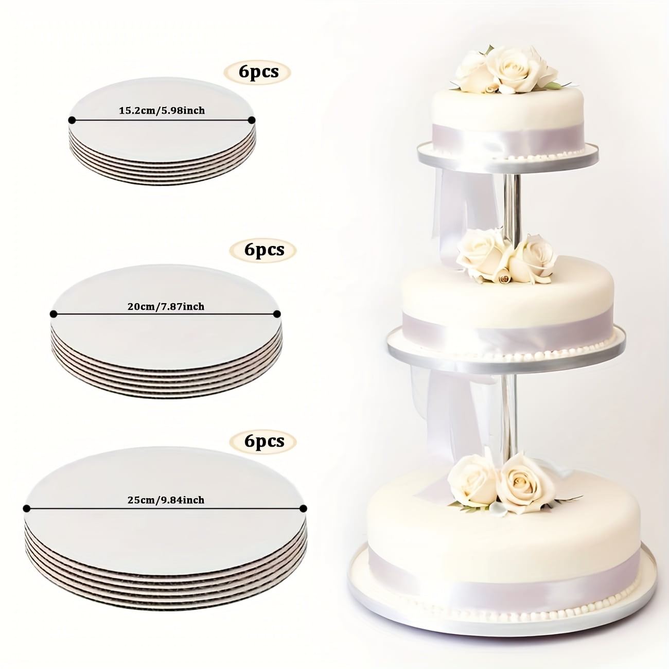 18pcs White Round Cake Base Cardboard 6, 8, 10, Inch Cake Base ...