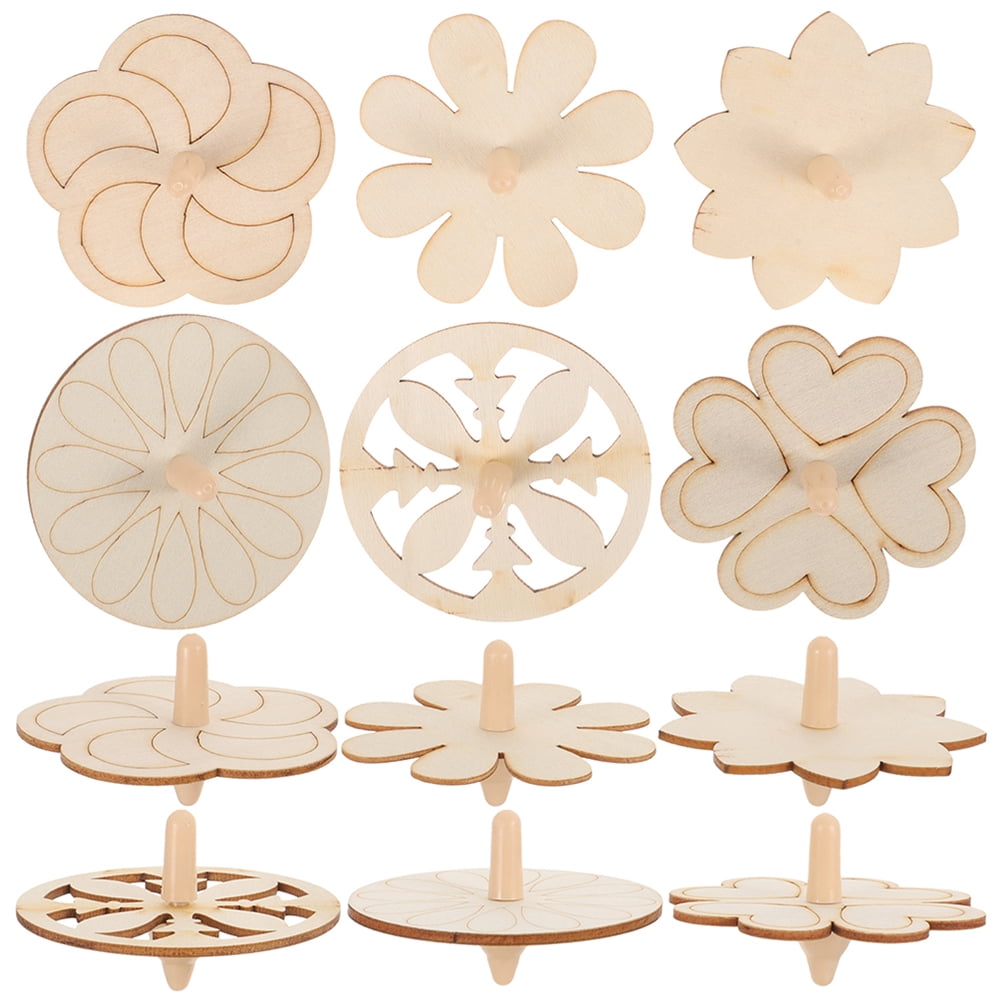 18pcs Wooden Gyro Crafts DIY Drawing Gyro Toy Blank Wood Gyro Model ...