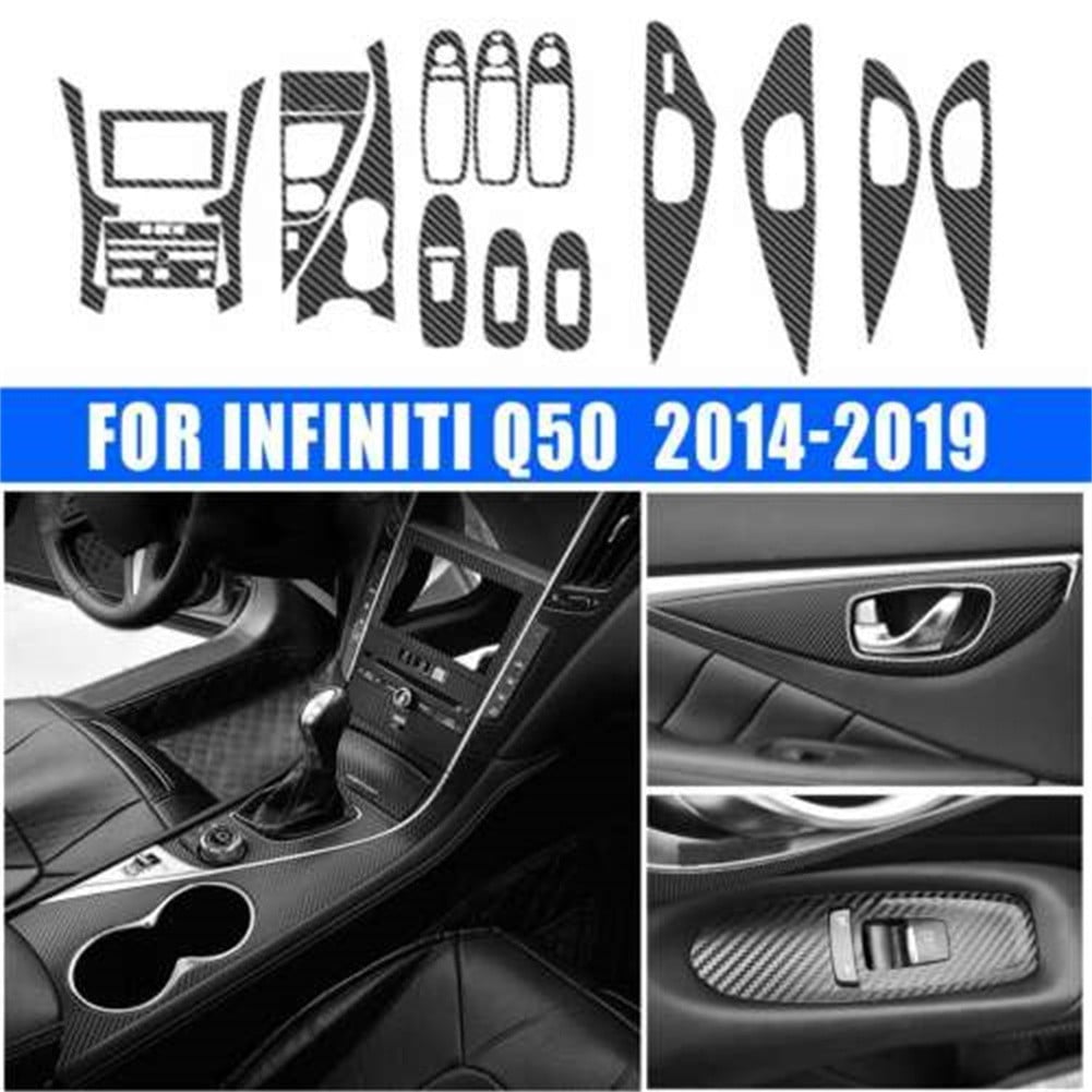 18pcs kit Car Interior Stickers Black Carbon Fiber Trim Car For ...