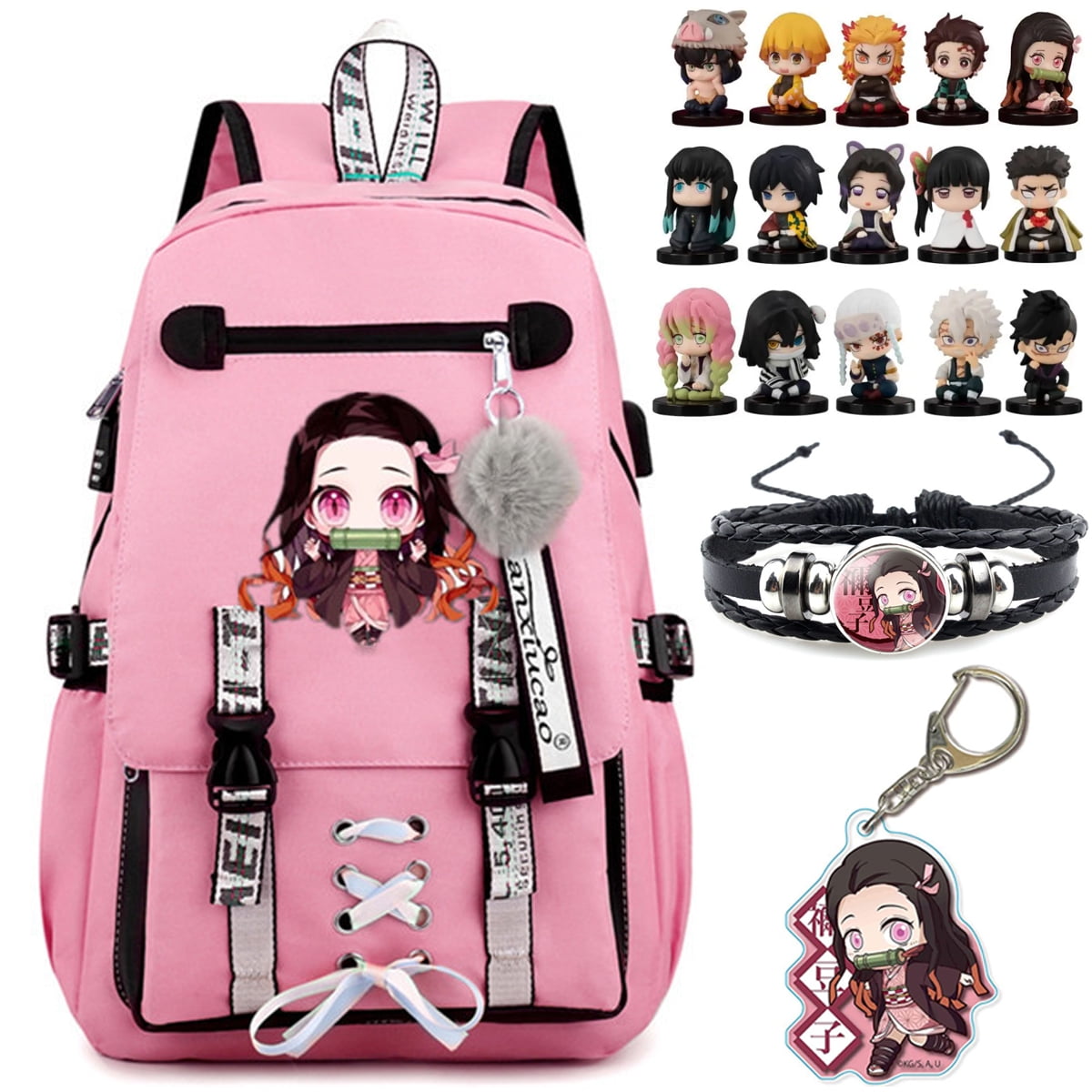 18pcs/set Kawaii Bookbag Demon Slayer Nezuko School Backpack - Walmart.com