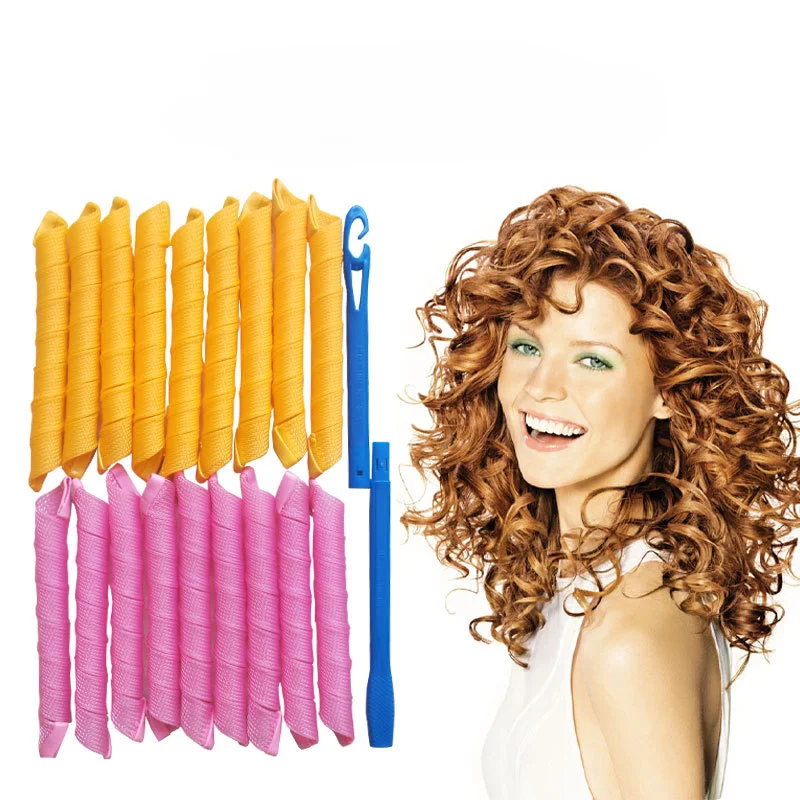 18pcs Set Spiral Hair Curlers Heatless Non Damaging Wave Formers Diy