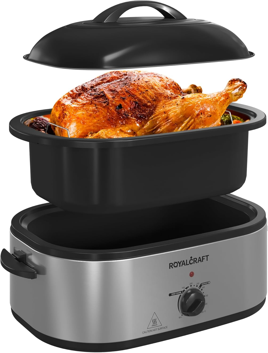 18qt Electric Roaster Oven with Self-Basting Lid, Removable Pan & Rack ...