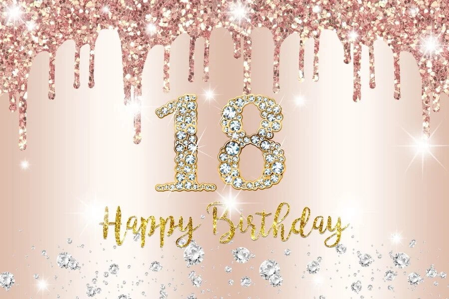 18stBirthday Party Background Pink Gilt Gold Sequin Portrait Custom ...