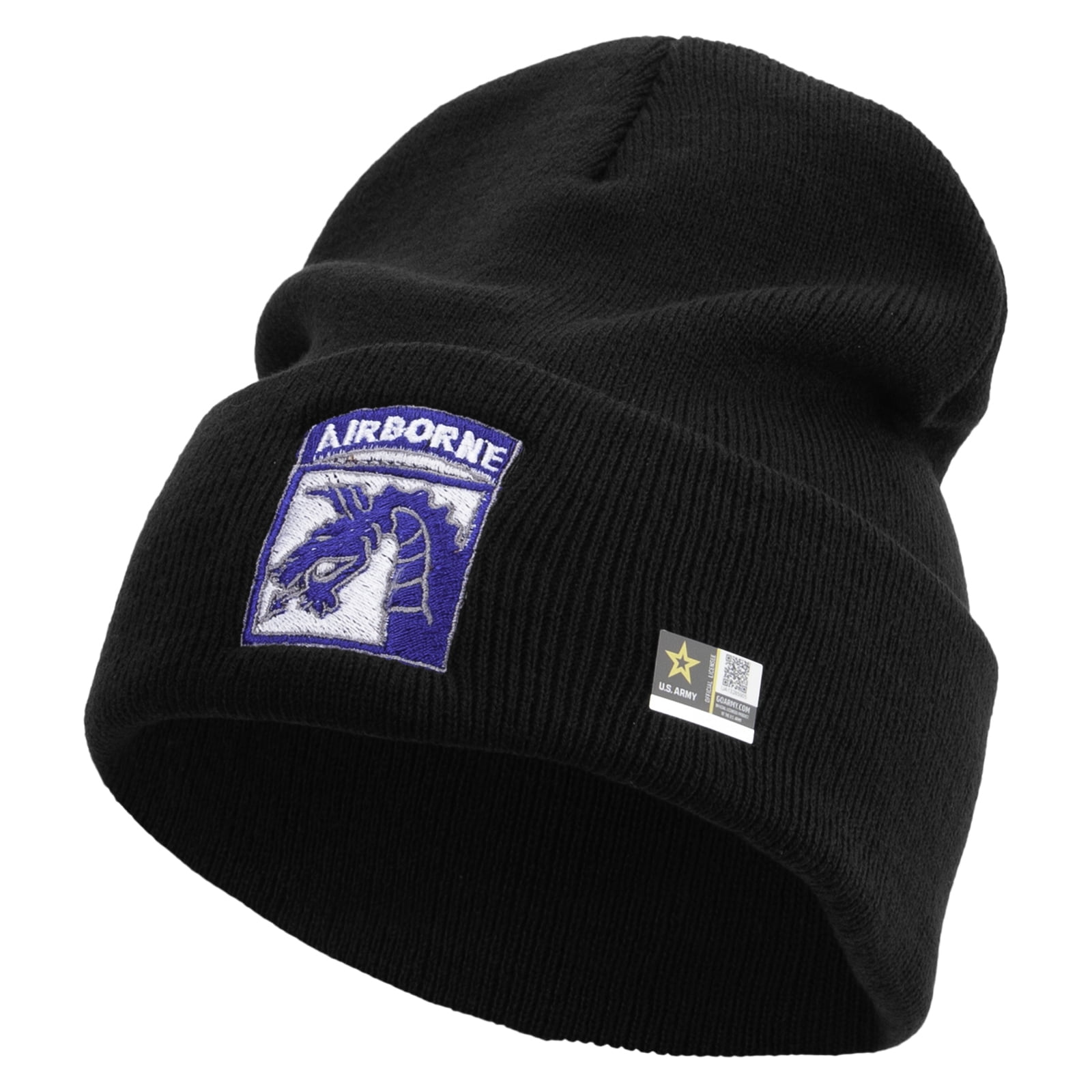 18th Airborne Corps Embroidered 12 Inch Long Knitted Beanie - Black ...