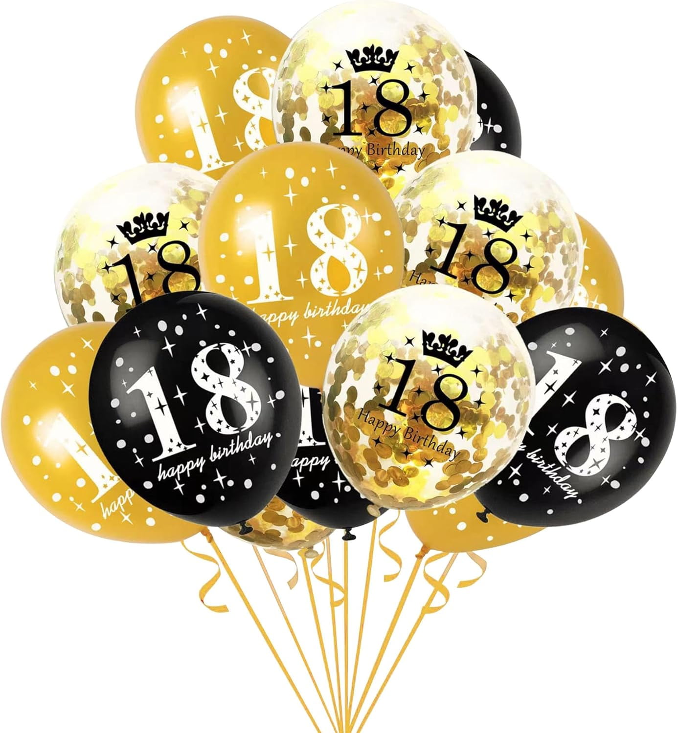 18th Birthday Balloons Gold and Black 18th Birthday Decorations for ...