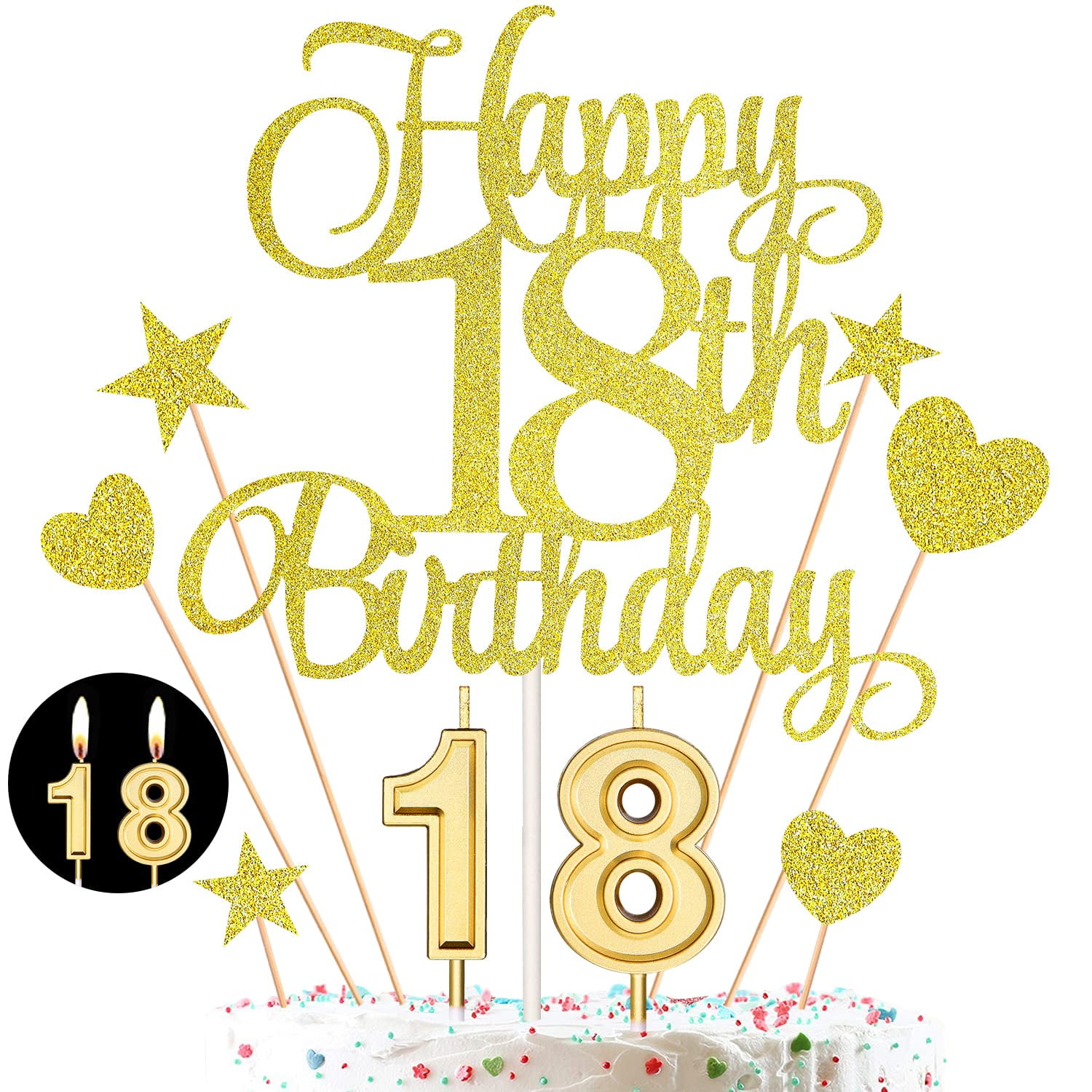 18th Birthday Cake Decorations Set Include 18th H2FSDBirthday Candles ...