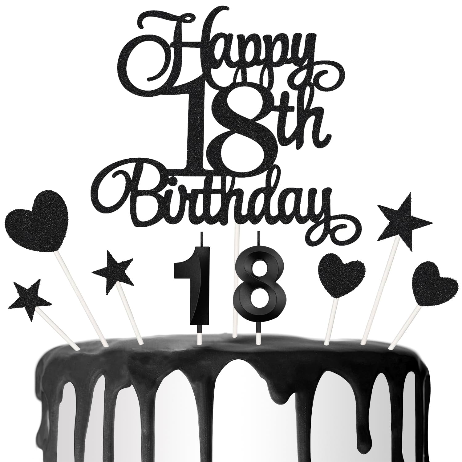 18th Birthday Cake FEV6 Decoration, 18th Number Birthday Candle Insert ...